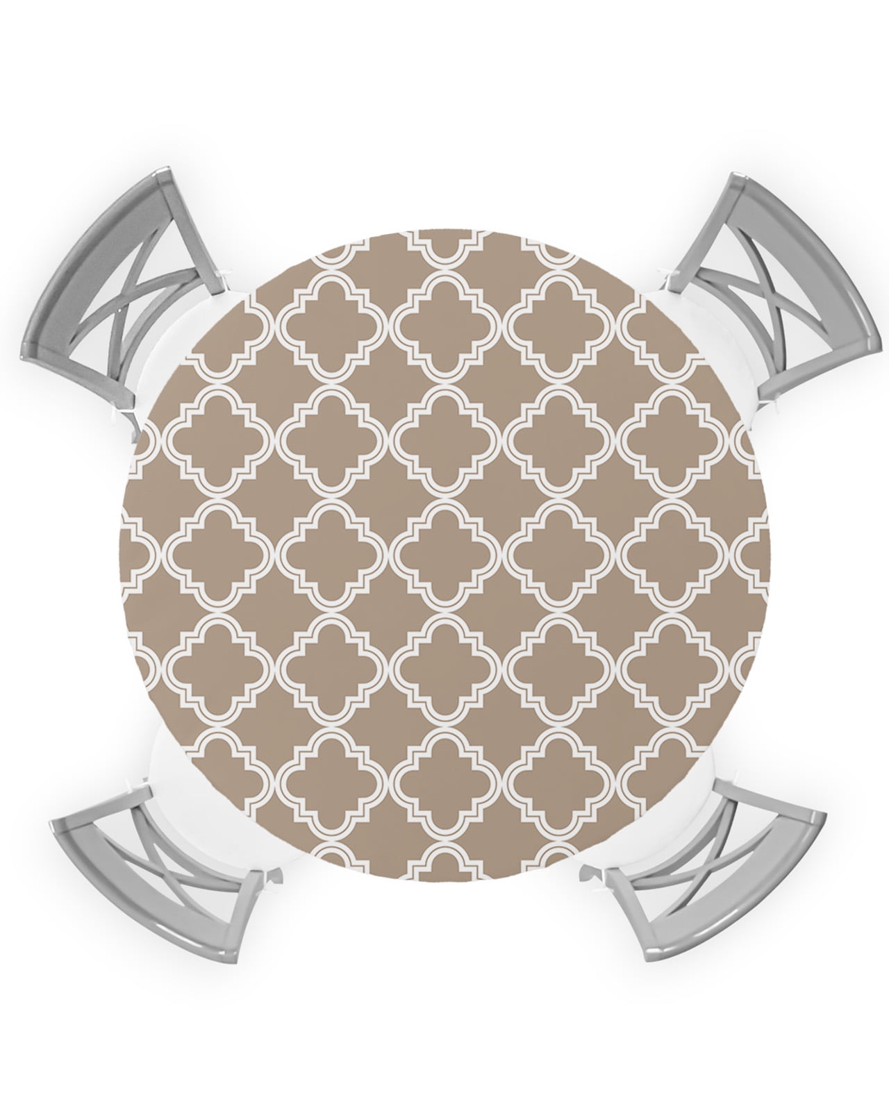 nqOlkjepod Modern Beige Geometric Round Tablecloth, Fitted Table Cover ...