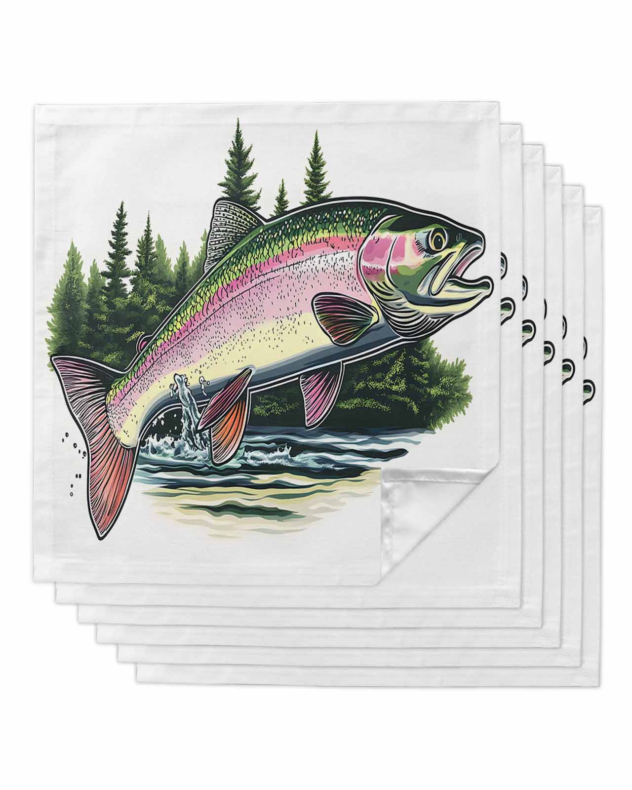 nqOlkjepod Modern Forest Cloth Napkins Set of 6 Reusable Dinner Napkins ...