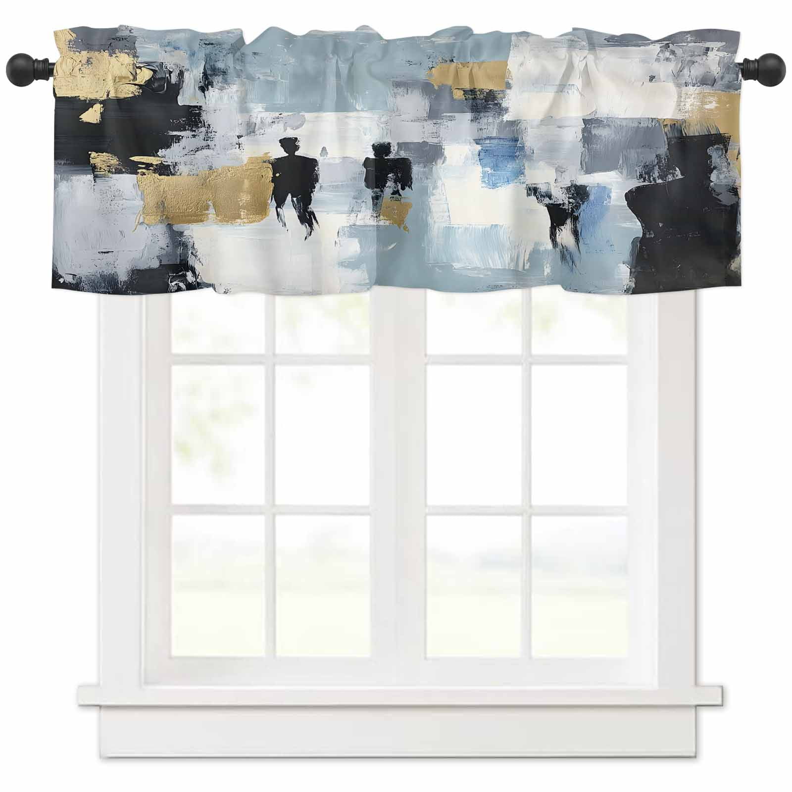 nqOlkjepod Modern Geometric Farmhouse Short Window Curtain Valances ...