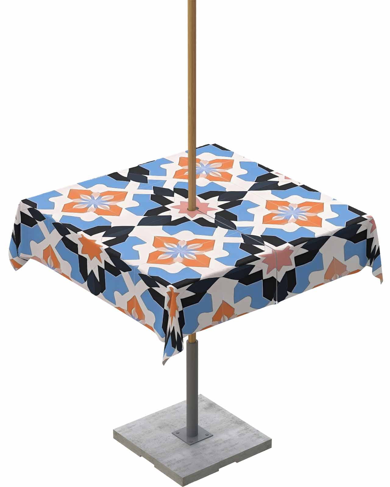nqOlkjepod Modern Geometric Outdoor Tablecloth with Umbrella Hole ...