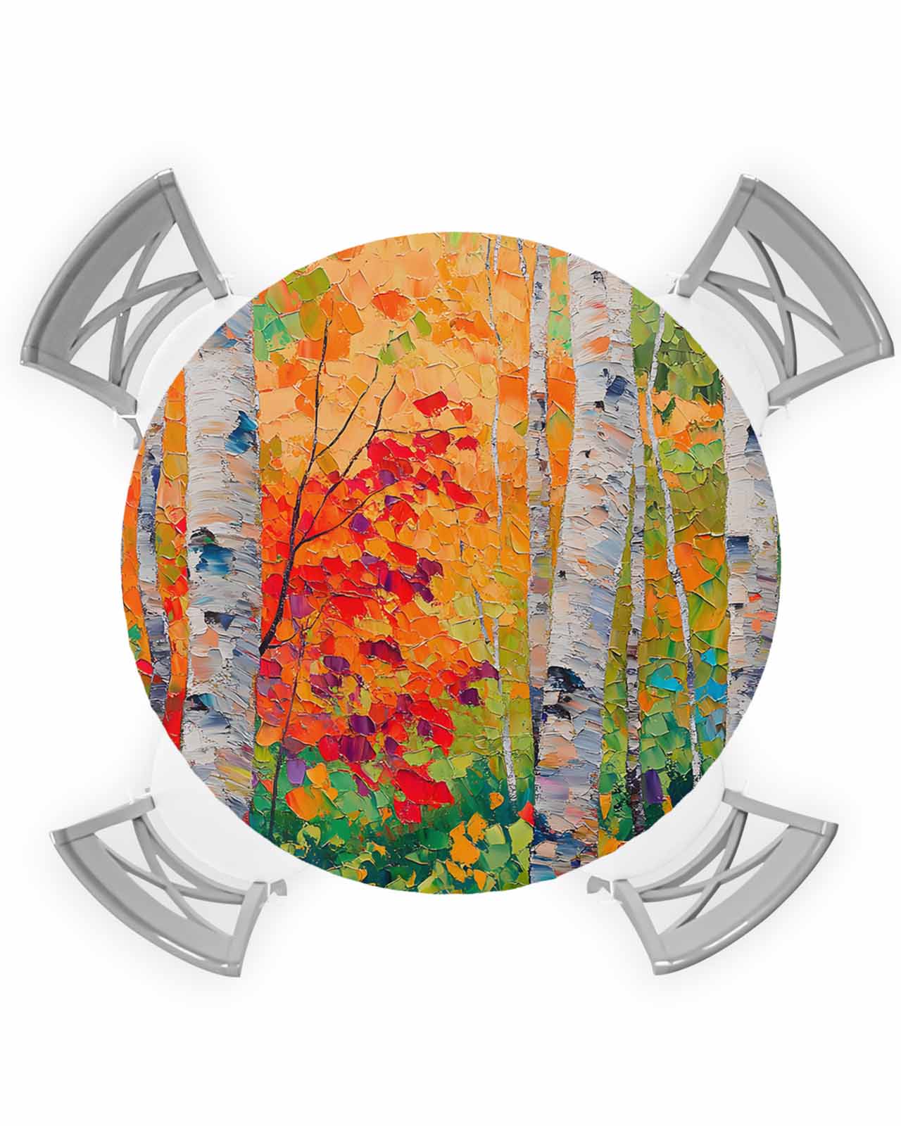 nqOlkjepod Modern Oil Painting Round Tablecloth, Fitted Table Cover ...