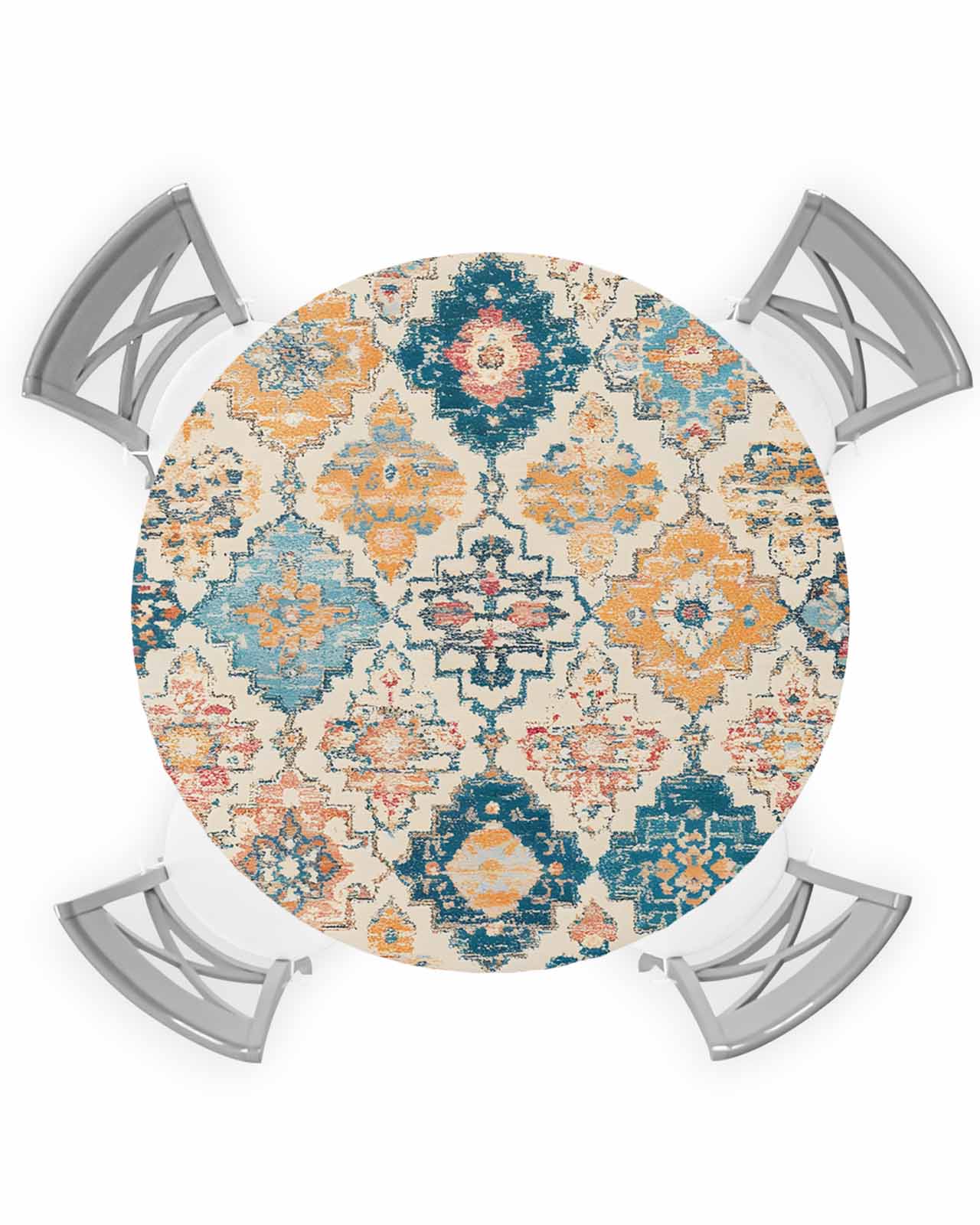 nqOlkjepod Morocco Ethnic Round Tablecloth, Fitted Table Cover with ...