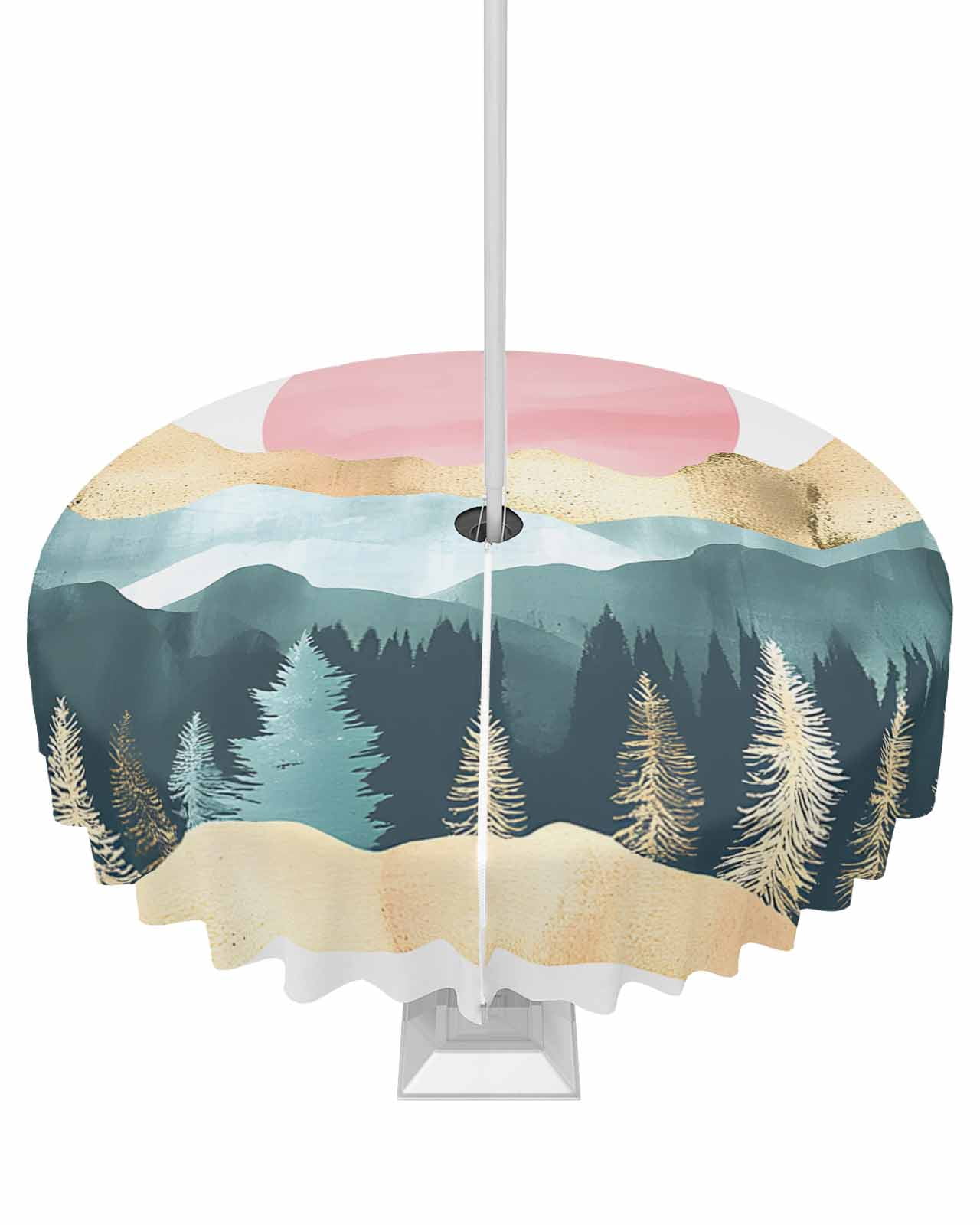 nqOlkjepod Mountain Tree Outdoor Tablecloth with Umbrella Hole & Zipper ...
