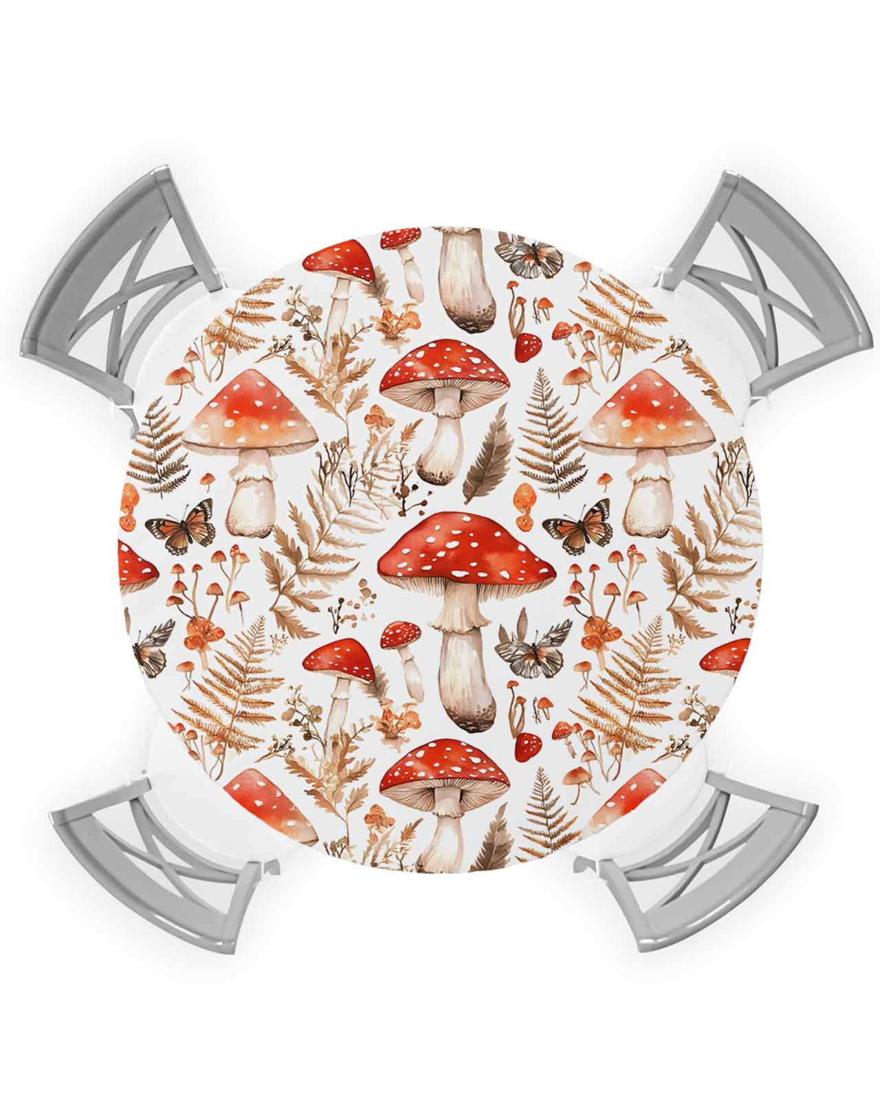 nqOlkjepod Mushroom Round Tablecloth, Fitted Table Cover with Elastic ...