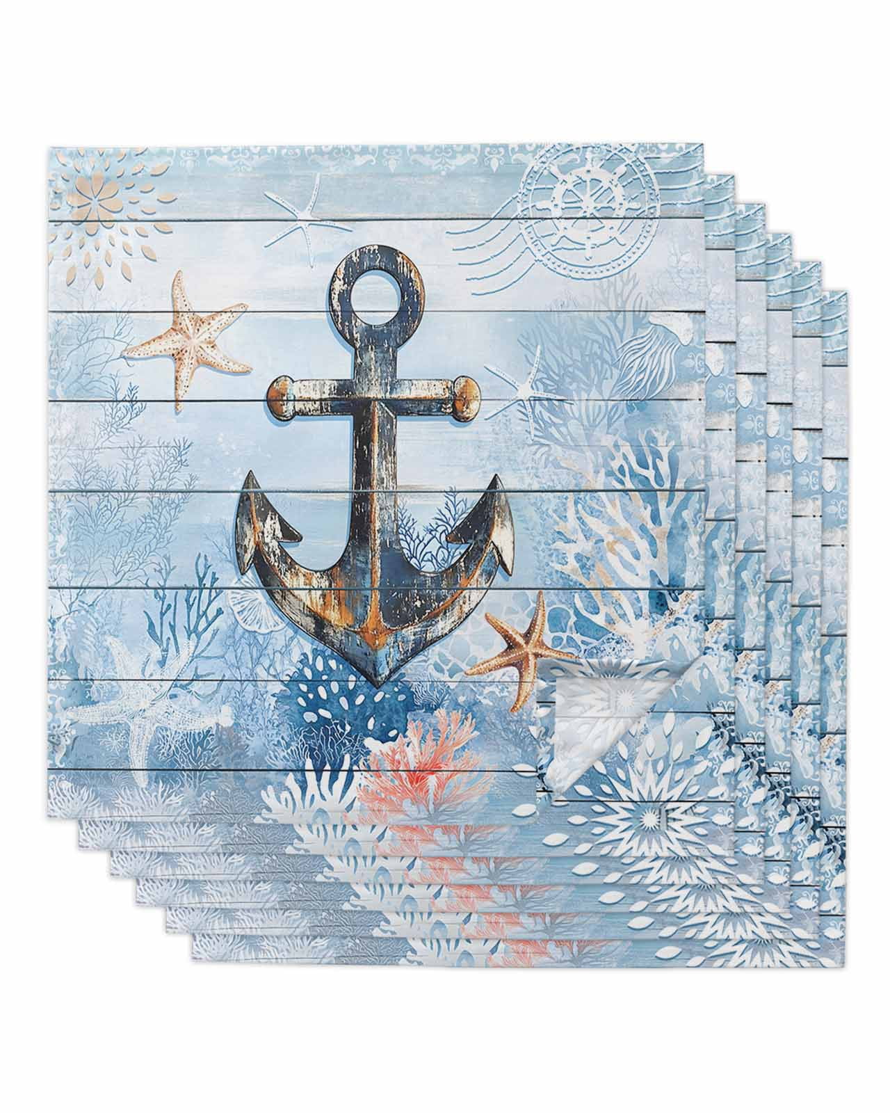 nqOlkjepod Nautical Anchor Cloth Napkins Set of 6 Reusable Dinner ...