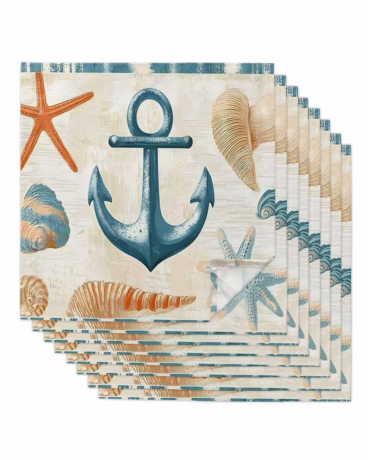 nqOlkjepod Nautical Anchor Cloth Napkins Set of 8 Reusable Dinner ...