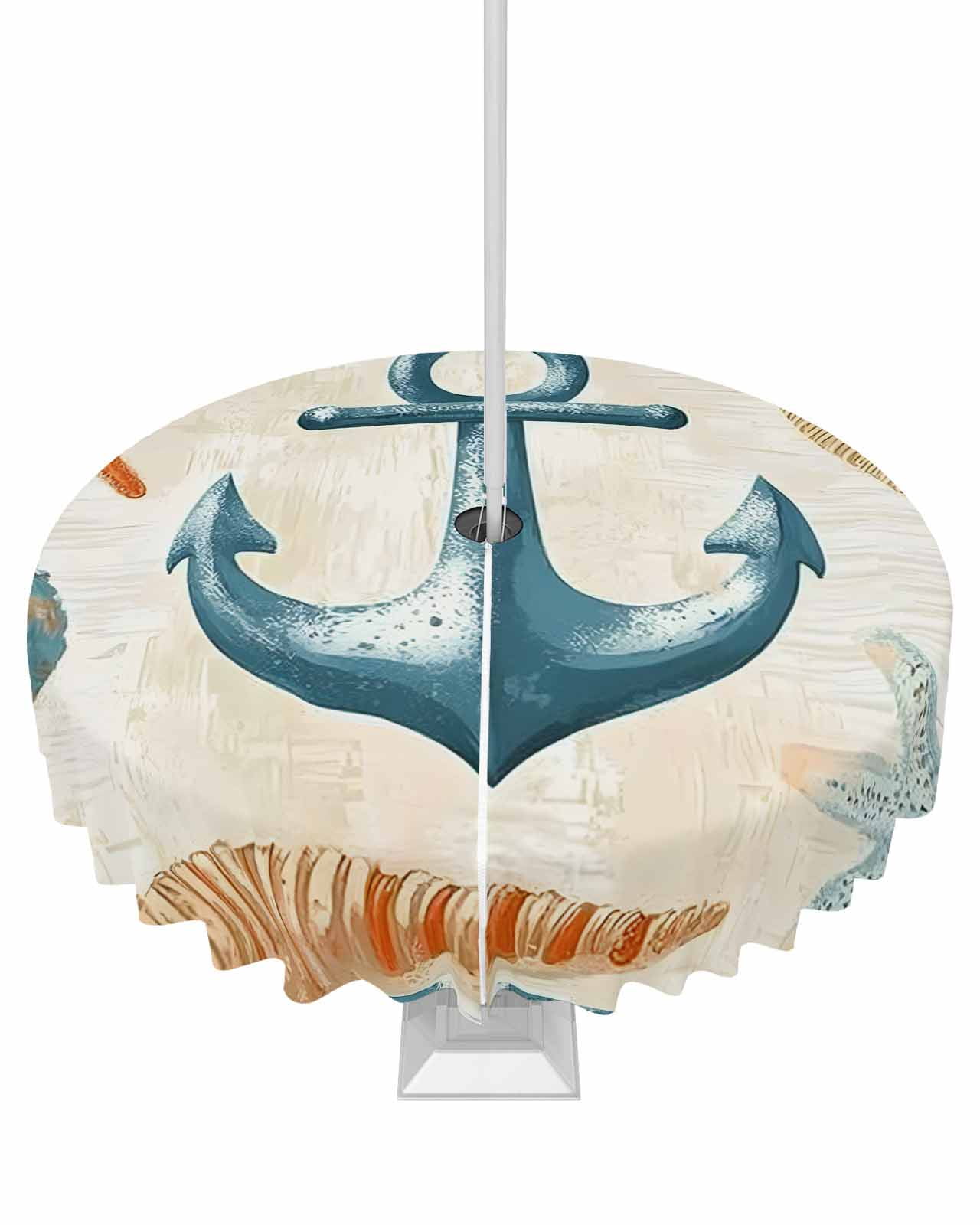 nqOlkjepod Nautical Anchor Outdoor Tablecloth with Umbrella Hole ...