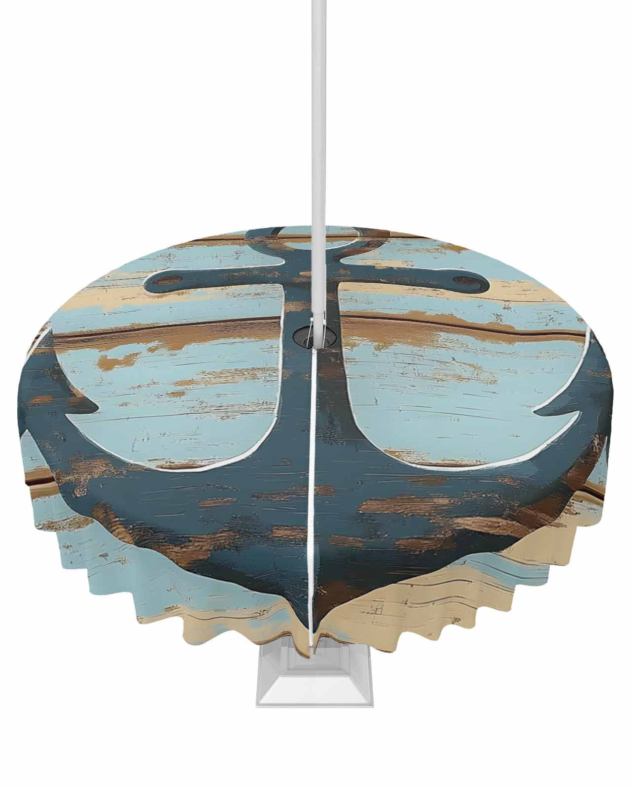 nqOlkjepod Nautical Anchor Outdoor Tablecloth with Umbrella Hole ...