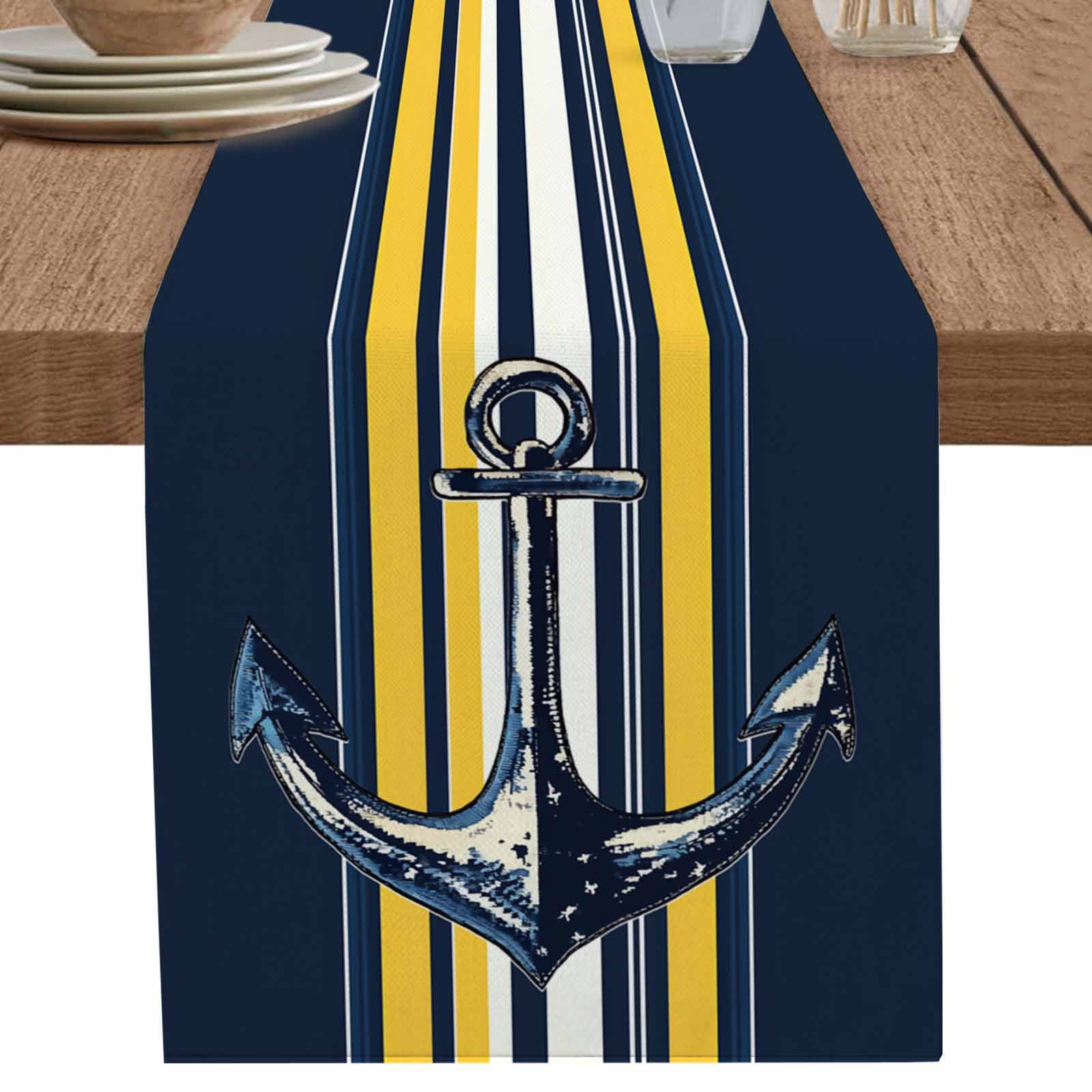 nqOlkjepod Nautical Anchor Table Runner 72 Inches Long Farmhouse Dress ...