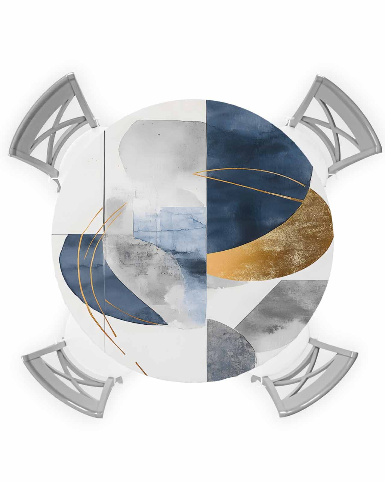 nqOlkjepod Navy Blue Abstract Art Round Tablecloth, Fitted Table Cover ...