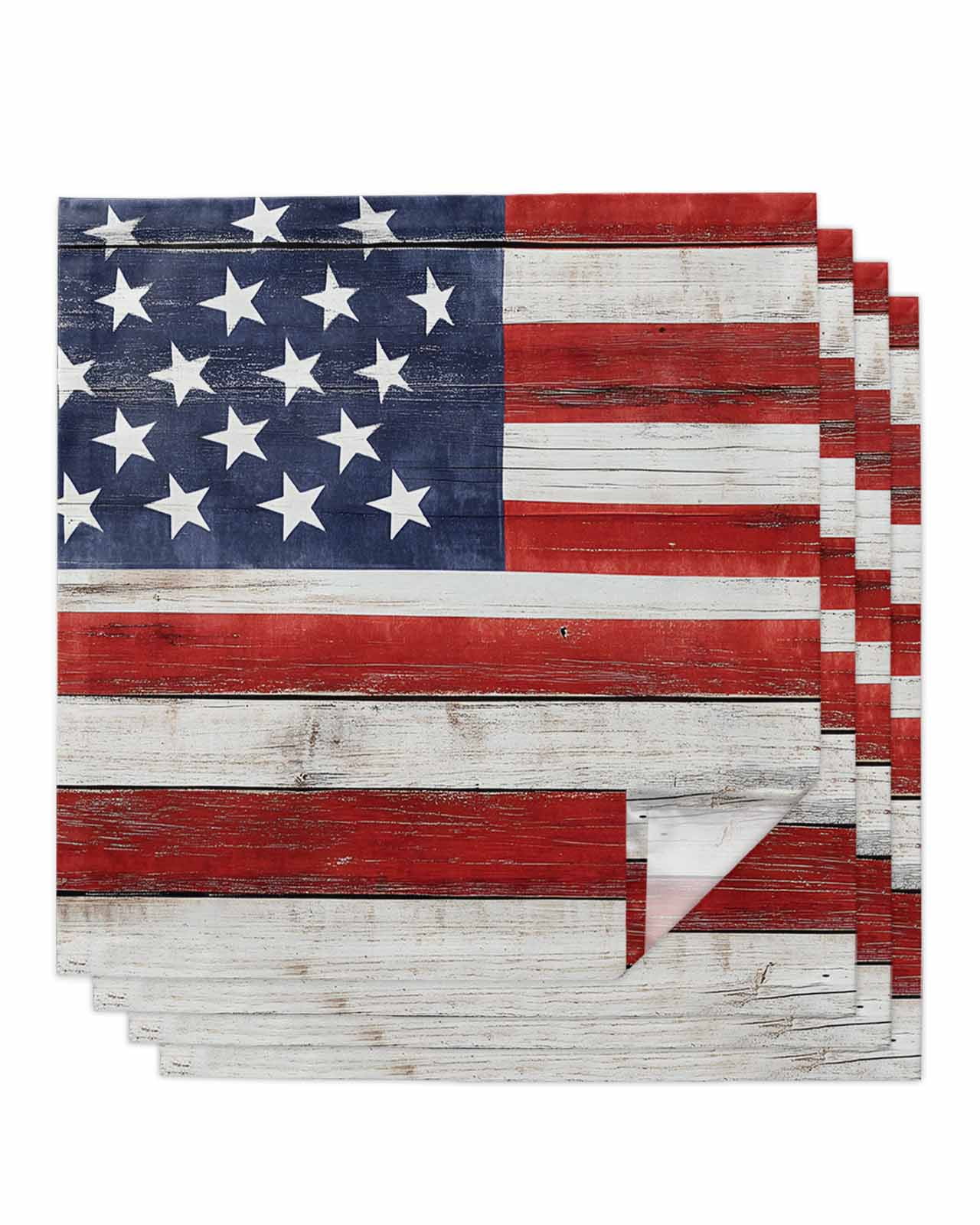 nqOlkjepod Navy Blue American Flag Cloth Napkins Set of 4 Reusable ...