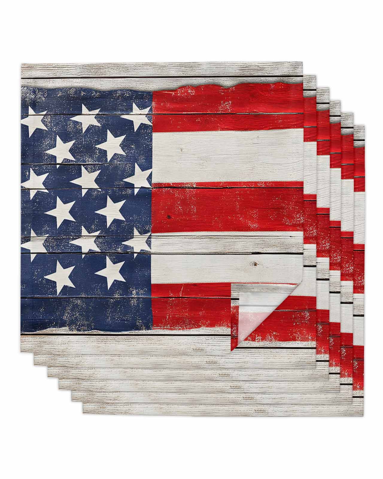nqOlkjepod Navy Blue American Flag Cloth Napkins Set of 6 Reusable ...