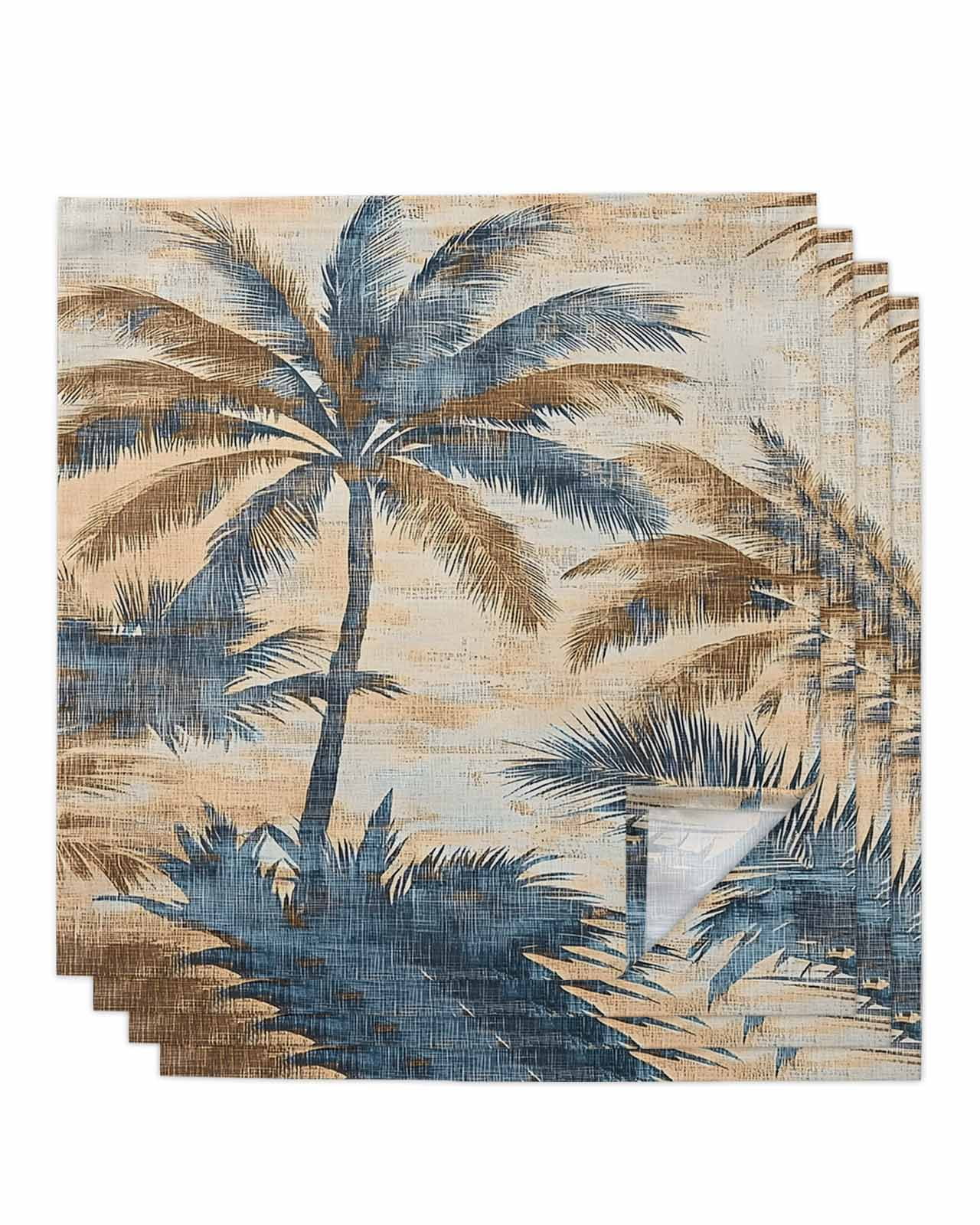nqOlkjepod Navy Blue Brown Cloth Napkins Set of 4 Reusable Dinner ...
