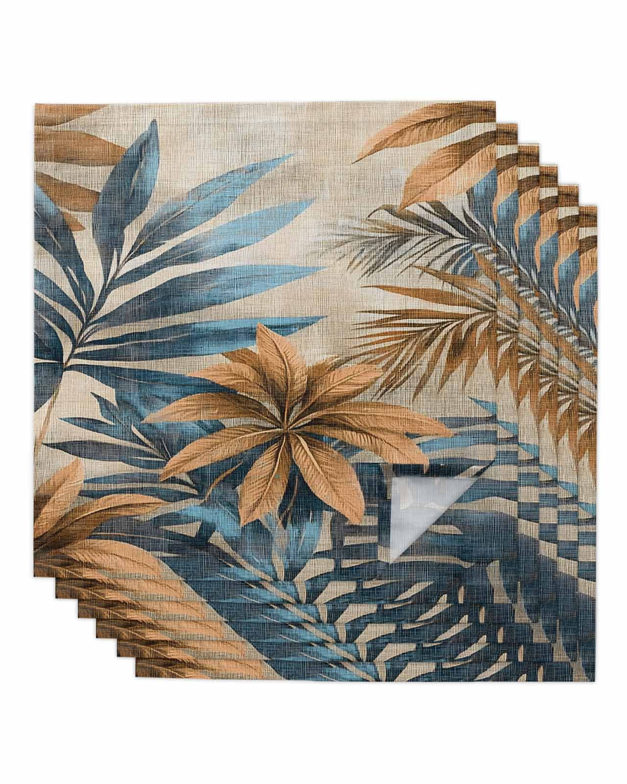 nqOlkjepod Navy Blue Brown Cloth Napkins Set of 6 Reusable Dinner ...