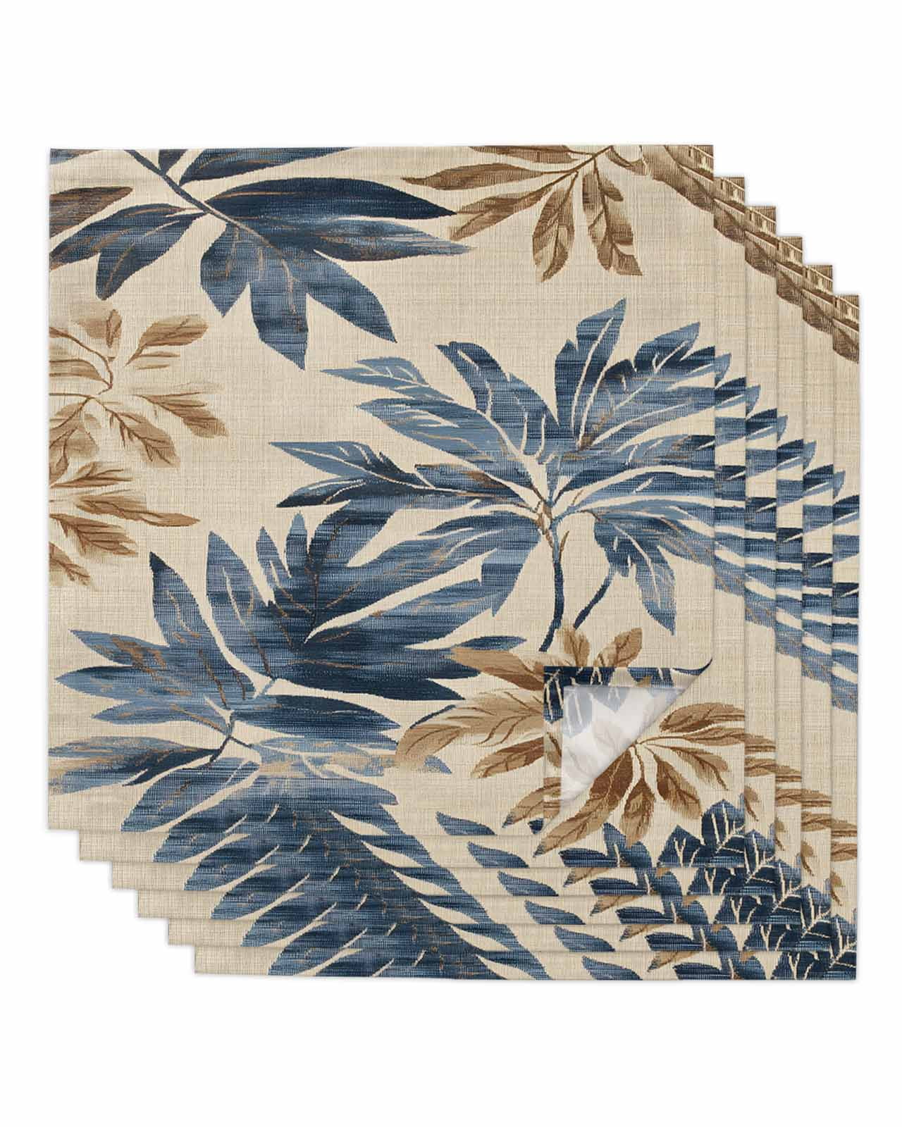 nqOlkjepod Navy Blue Brown Cloth Napkins Set of 6 Reusable Dinner ...