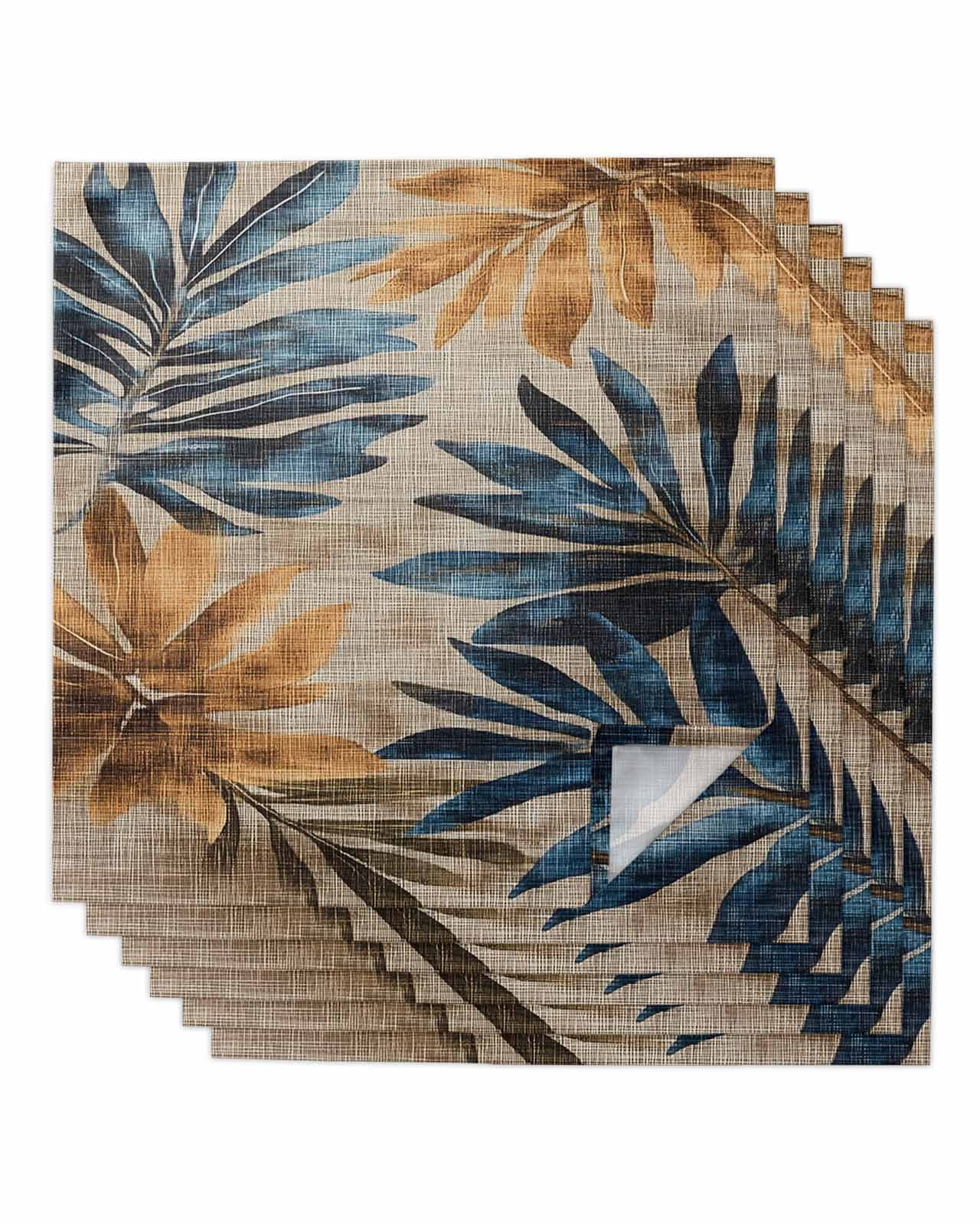 nqOlkjepod Navy Blue Brown Cloth Napkins Set of 6 Reusable Dinner ...