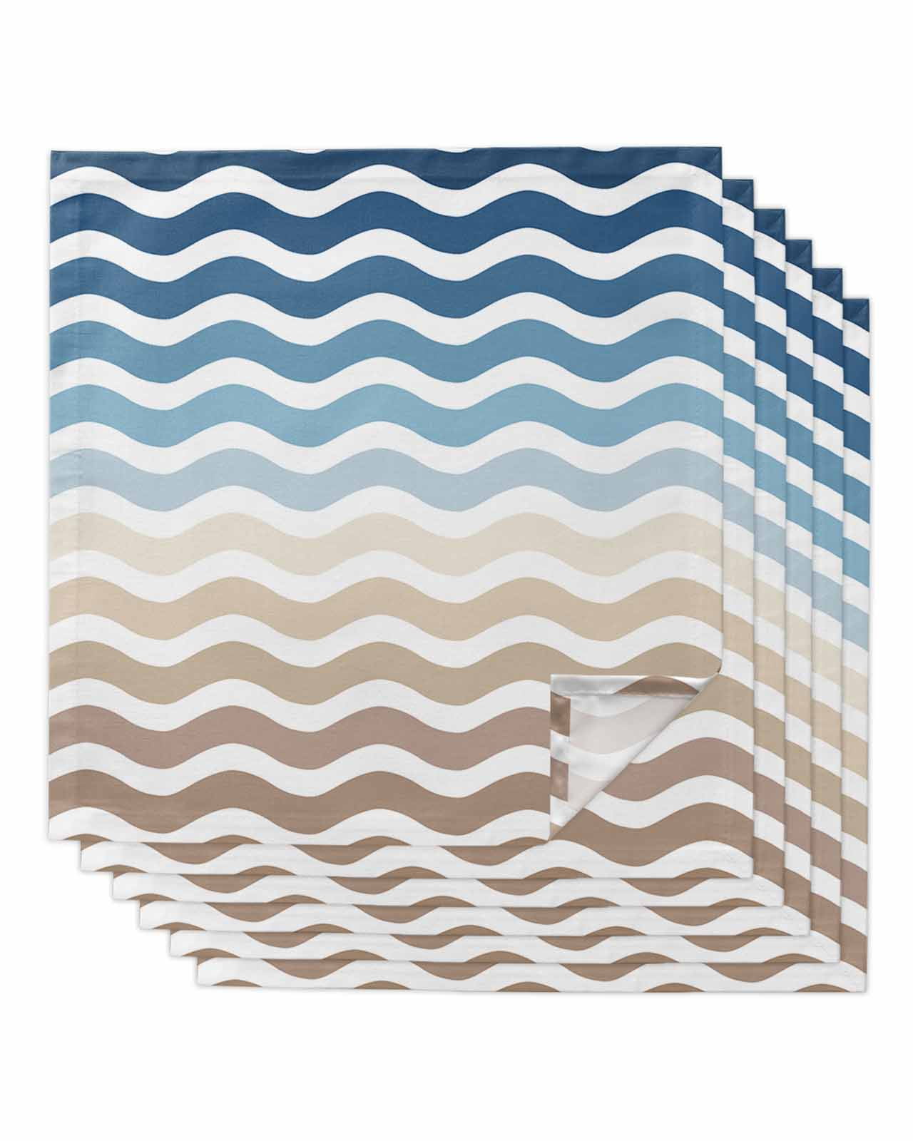 nqOlkjepod Navy Blue Brown Ombre Moire Cloth Napkins Set of 6 Reusable ...