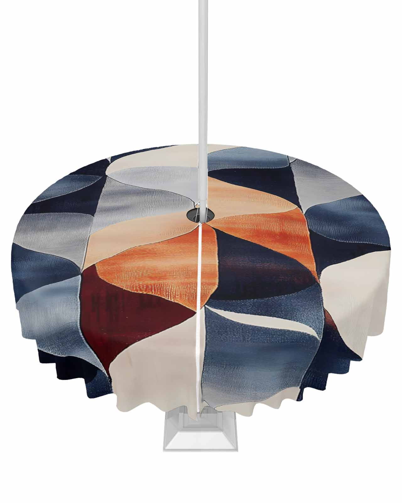 nqOlkjepod Navy Blue Burnt Orange Outdoor Tablecloth with Umbrella Hole ...