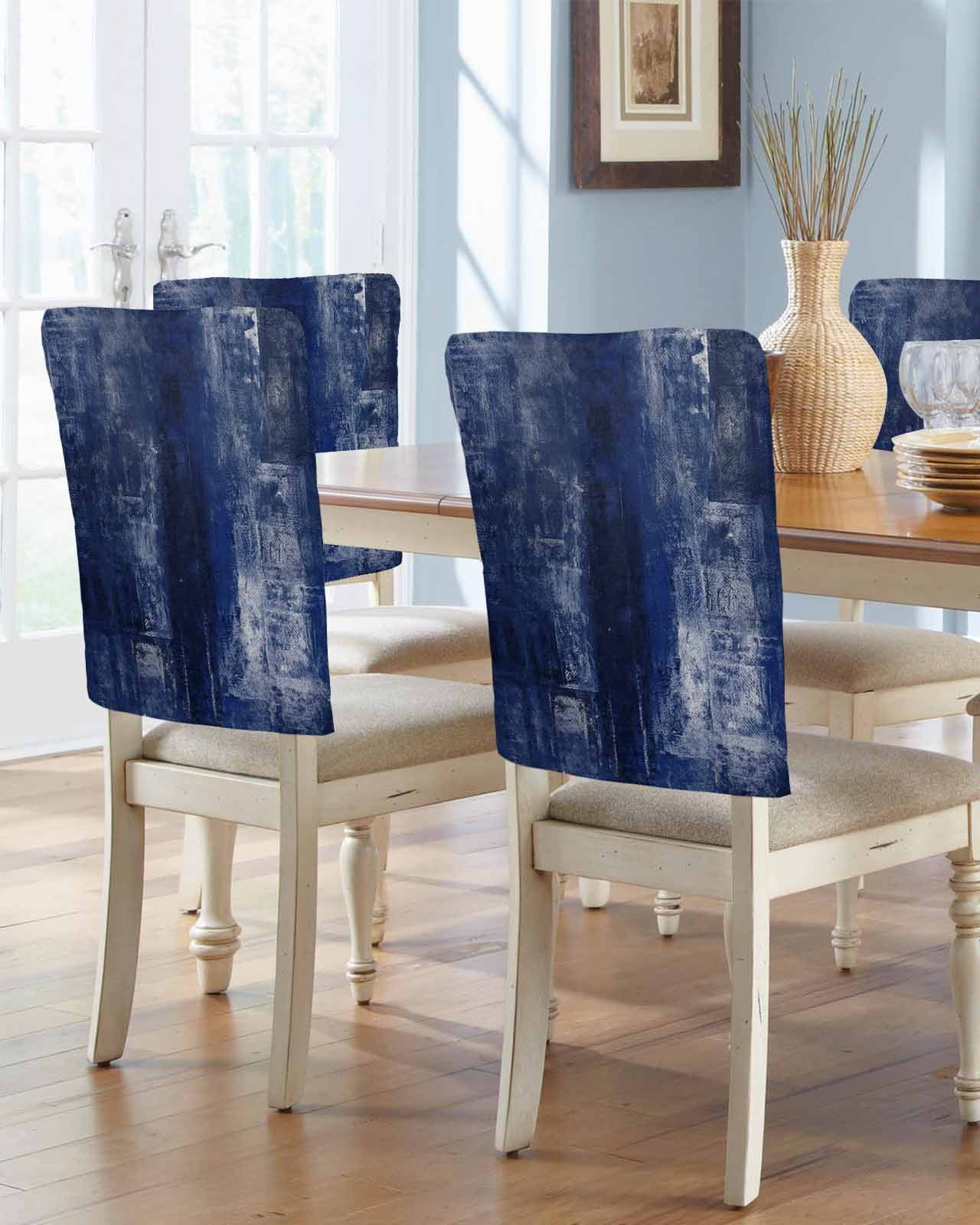 nqOlkjepod Navy Blue Chair Covers Set of 8, Decorative Chair Back Cover ...