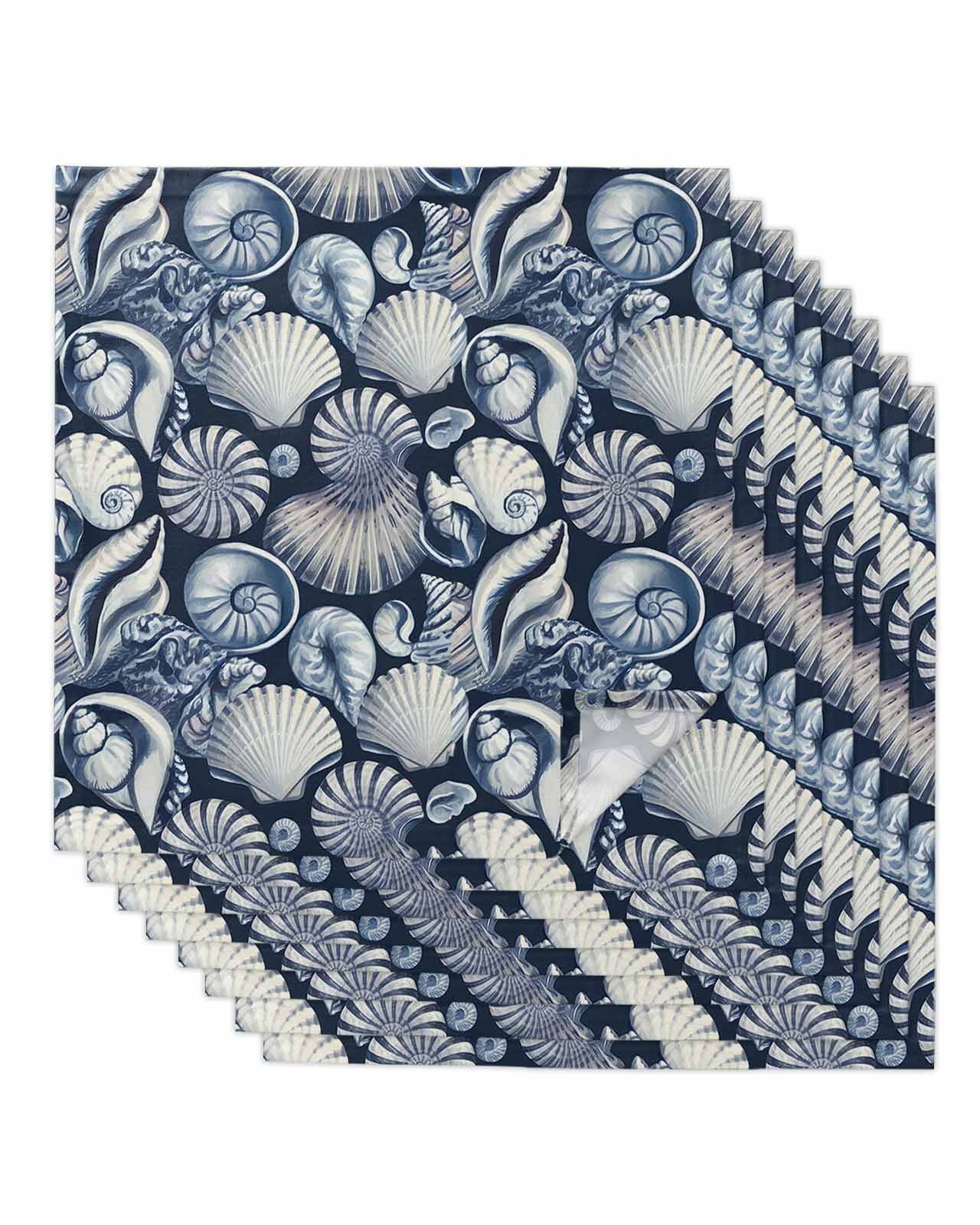 nqOlkjepod Navy Blue Coastal Cloth Napkins Set of 8 Reusable Dinner ...