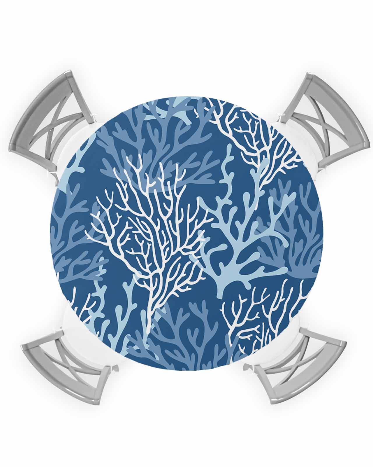 nqOlkjepod Navy Blue Coral Coastal Round Tablecloth, Fitted Table Cover ...