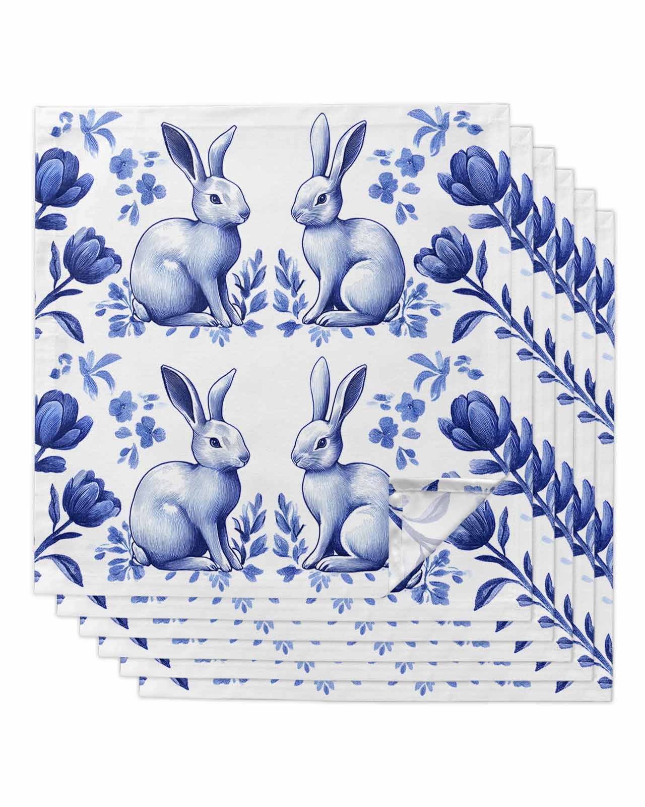 nqOlkjepod Navy Blue Easter Cloth Napkins Set of 6 Reusable Dinner ...