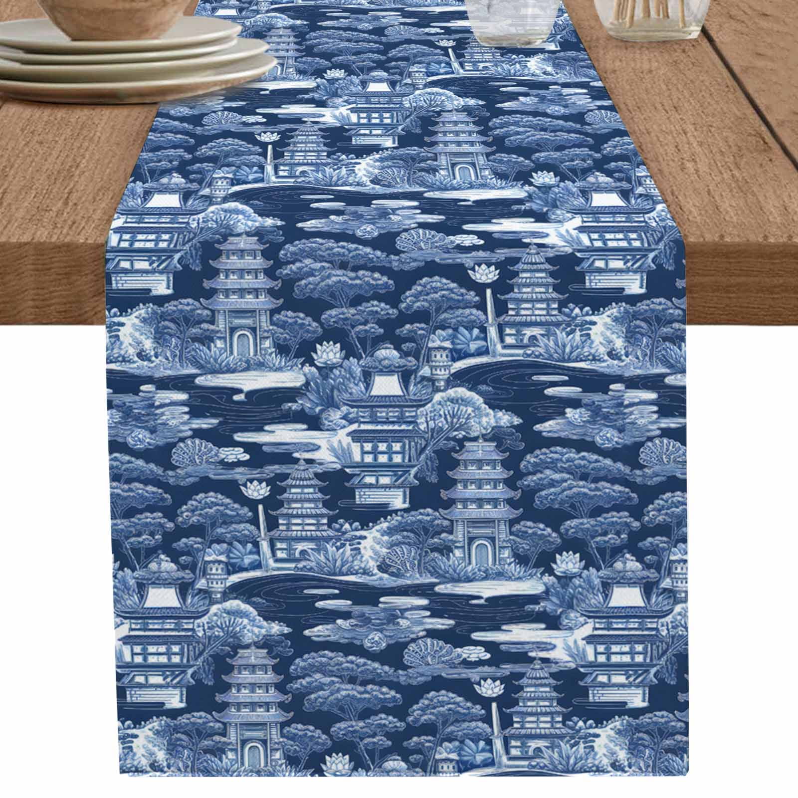 nqOlkjepod Navy Blue Garden Table Runner 72 Inches Long Farmhouse Dress ...