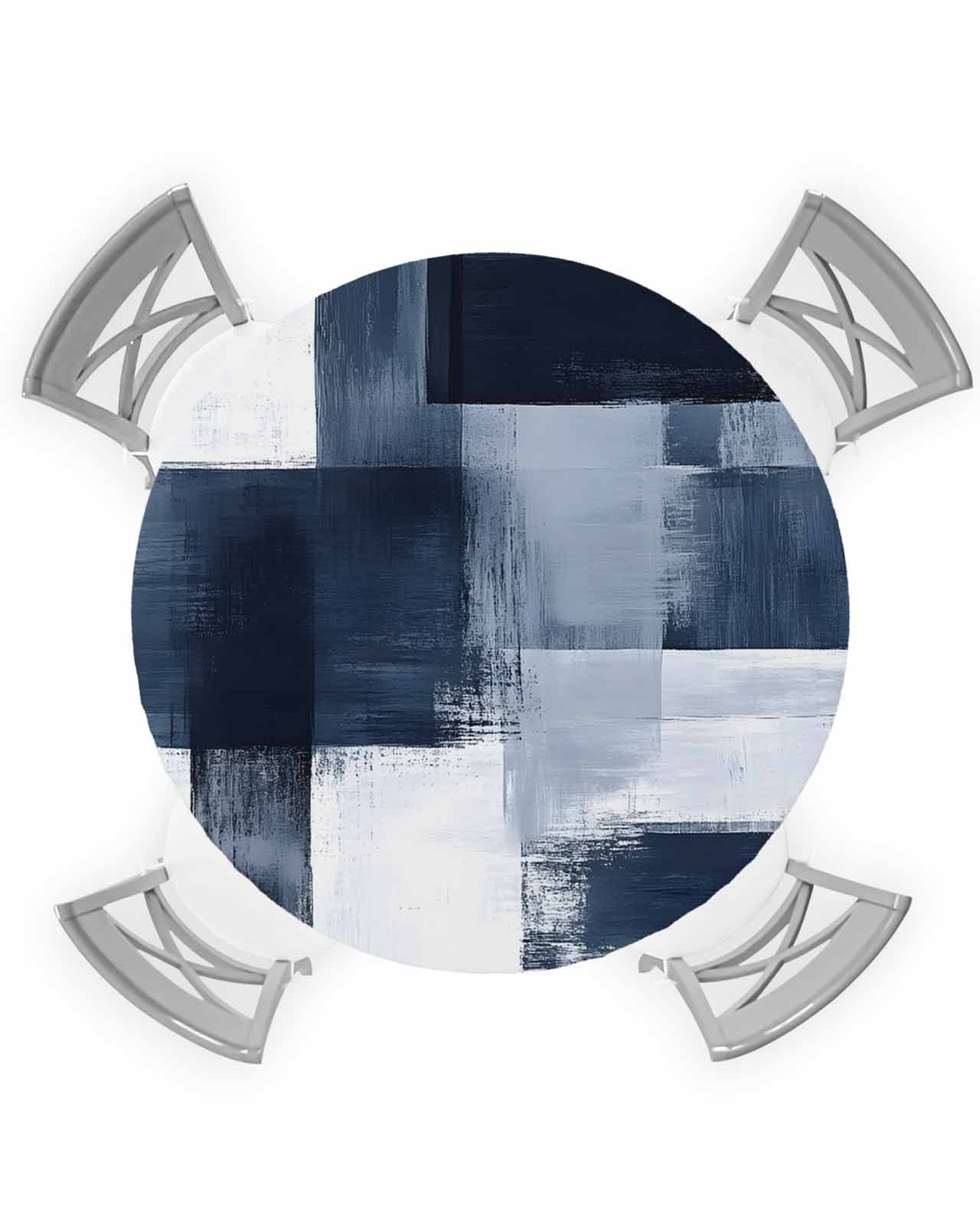 nqOlkjepod Navy Blue Geometric Round Tablecloth, Fitted Table Cover ...