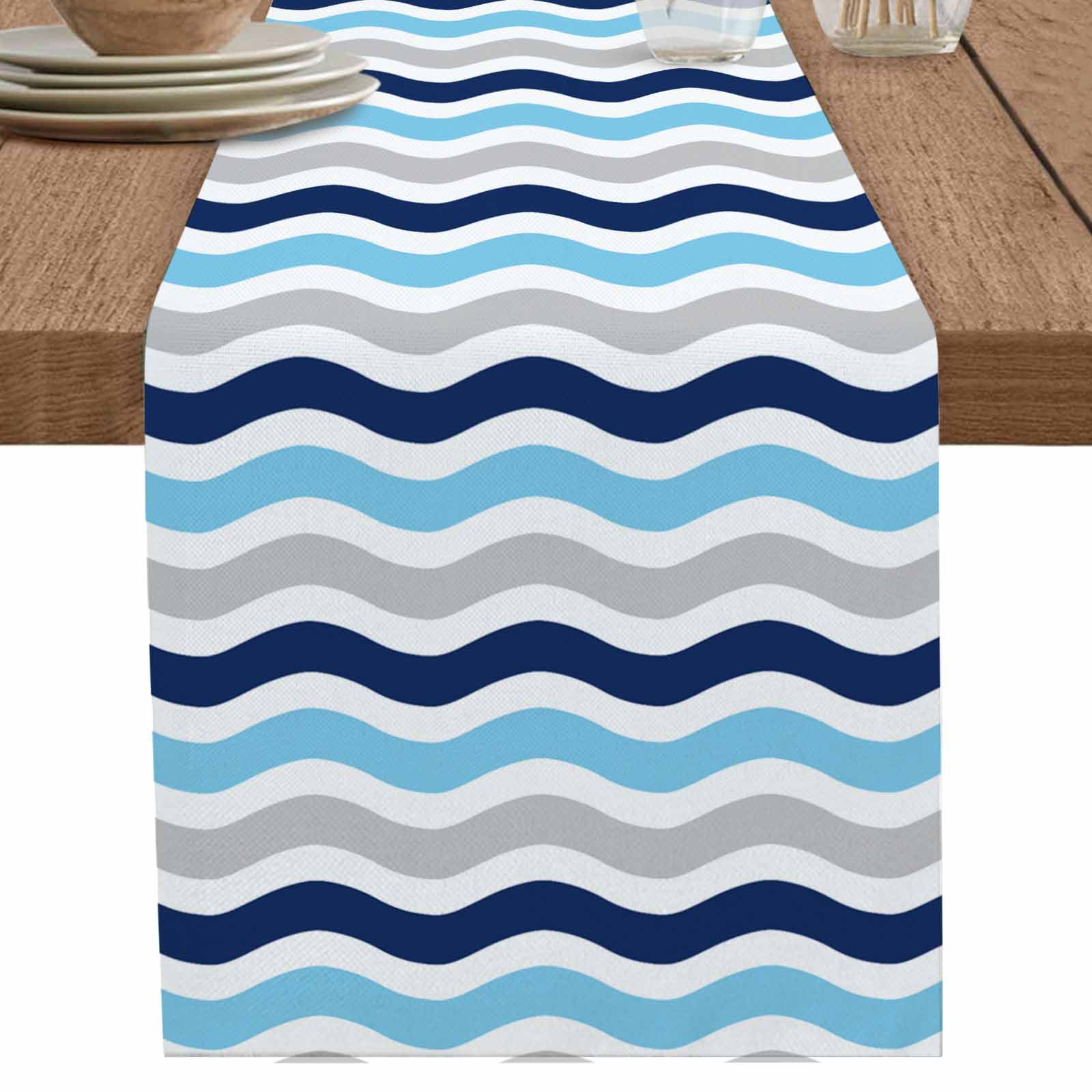 nqOlkjepod Navy Blue Grey Table Runner 72 Inches Long Farmhouse Dress ...