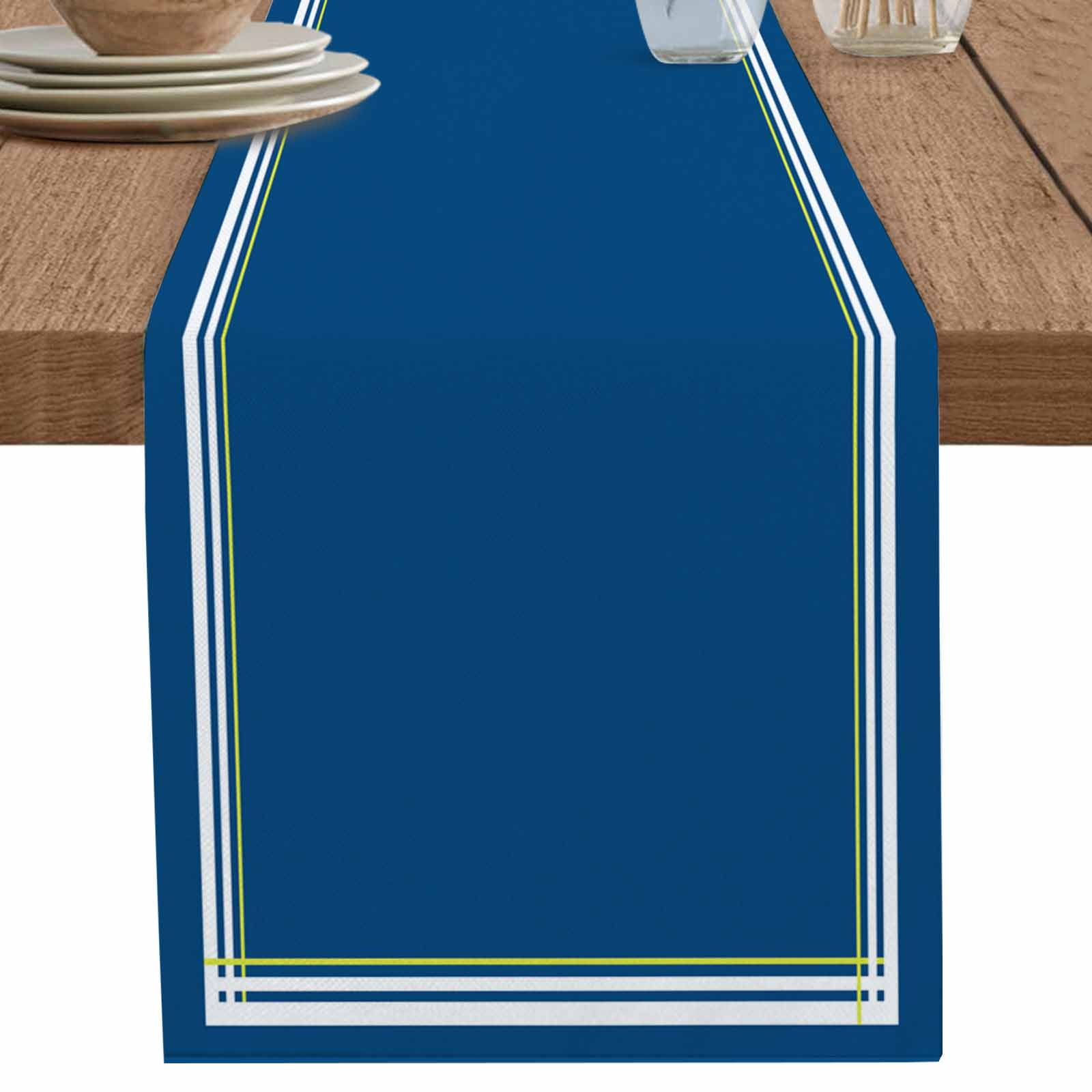 nqOlkjepod Navy Blue Line Table Runner 72 Inches Long Farmhouse Dress ...