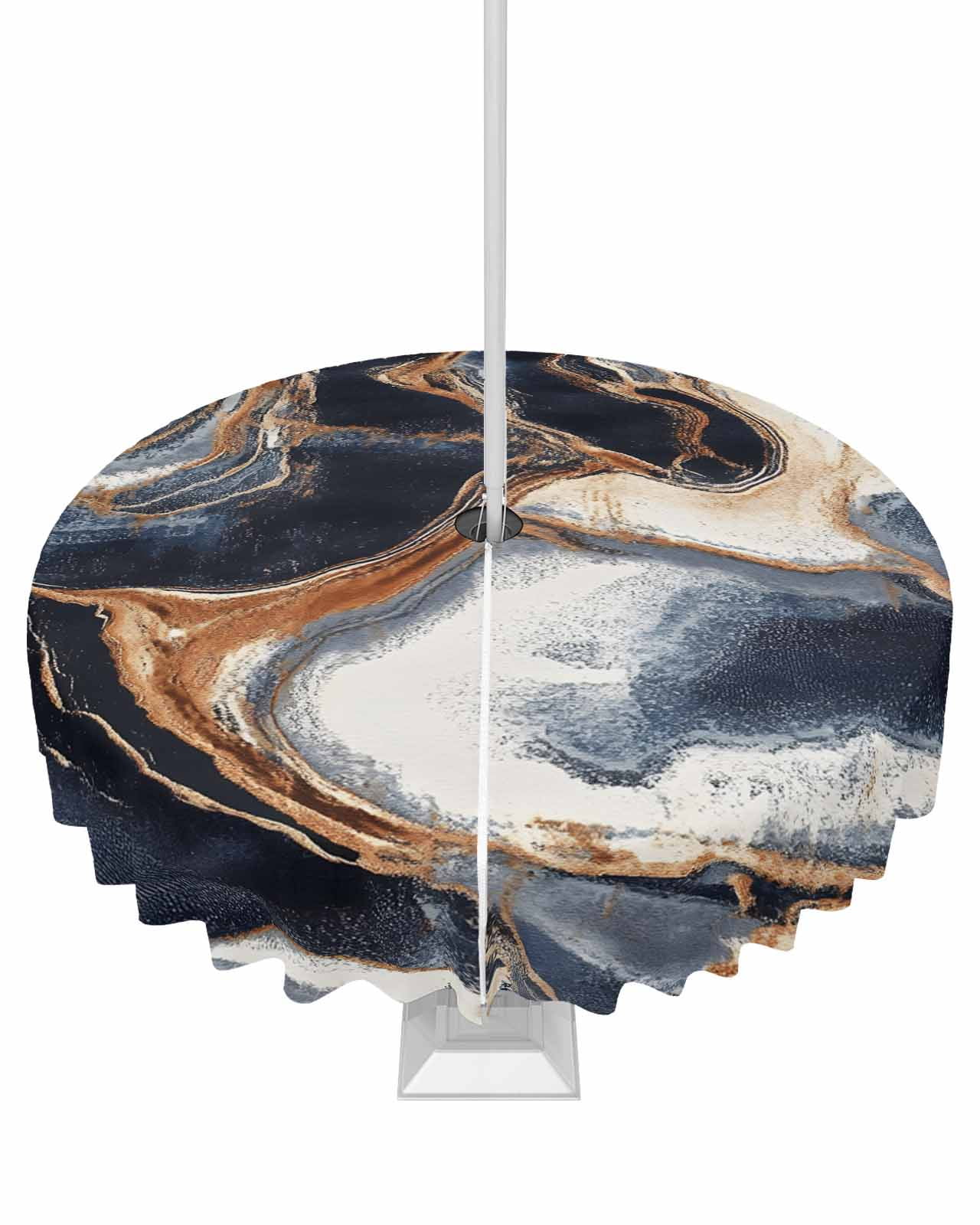 nqOlkjepod Navy Blue Marble Outdoor Tablecloth with Umbrella Hole ...