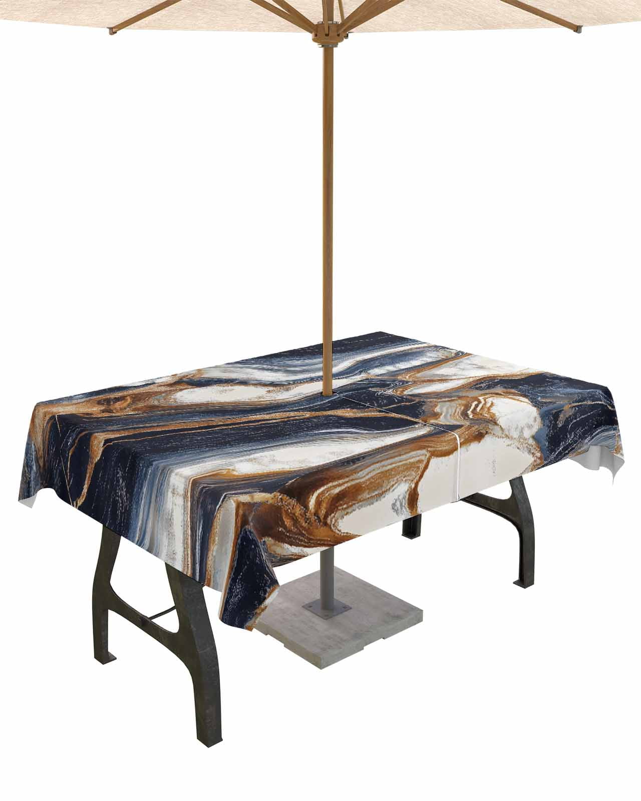 nqOlkjepod Navy Blue Minimalist Art Outdoor Tablecloth with Umbrella ...