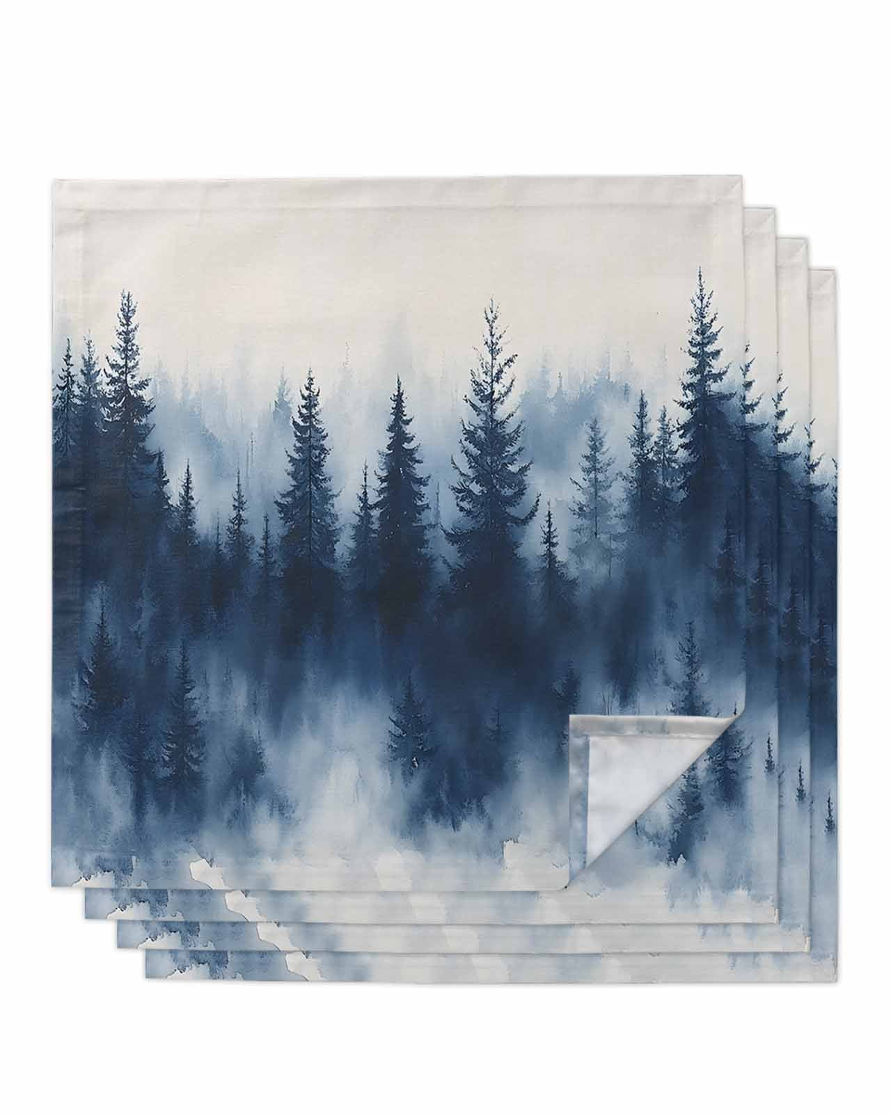 nqOlkjepod Navy Blue Ombre Forest Cloth Napkins Set of 4 Reusable ...