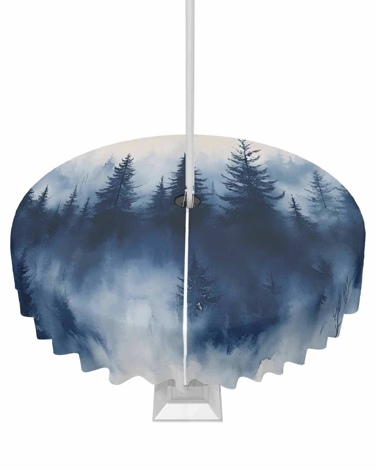 nqOlkjepod Navy Blue Ombre Forest Outdoor Tablecloth with Umbrella Hole ...