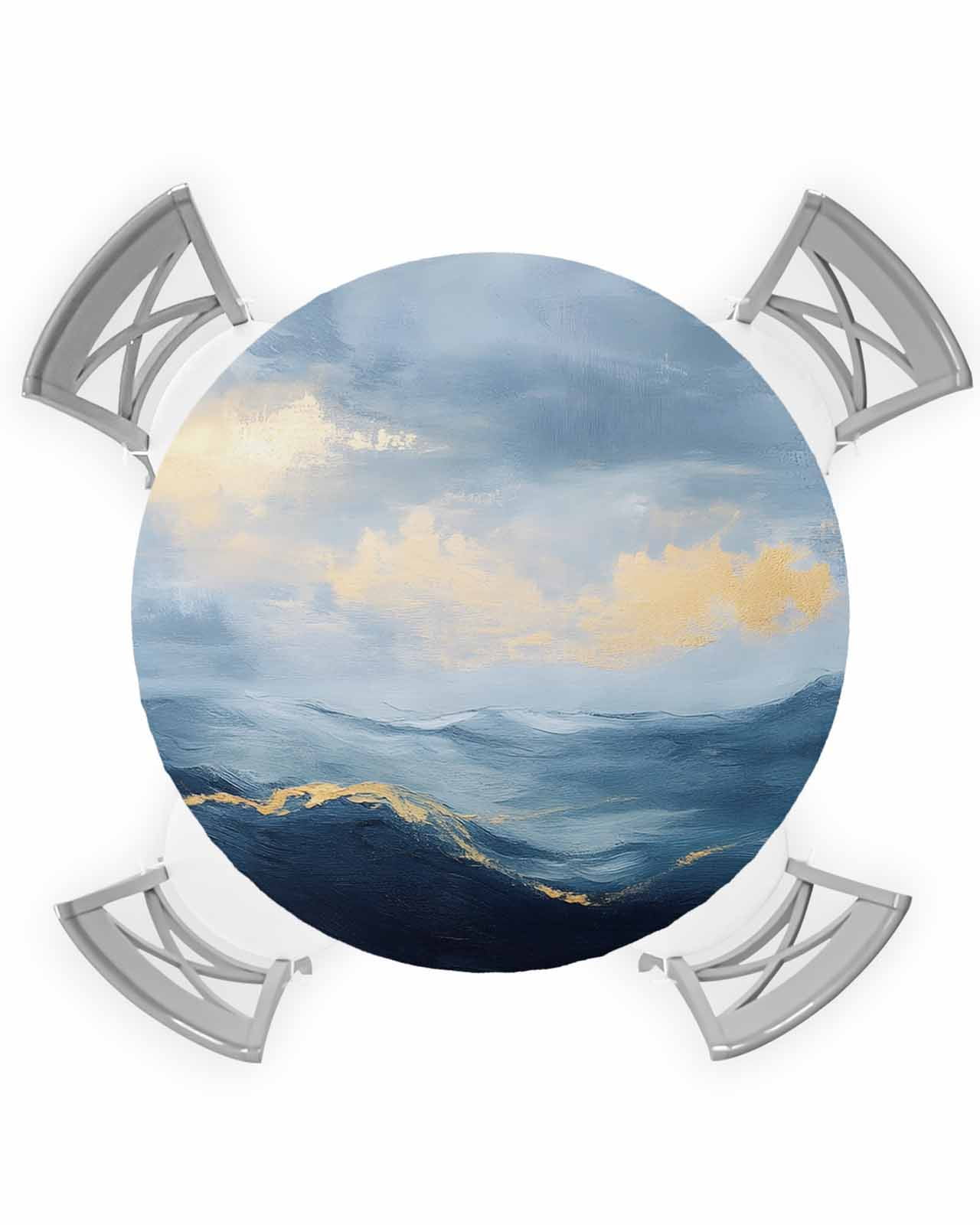 nqOlkjepod Navy Blue Ombre Round Tablecloth, Fitted Table Cover with ...