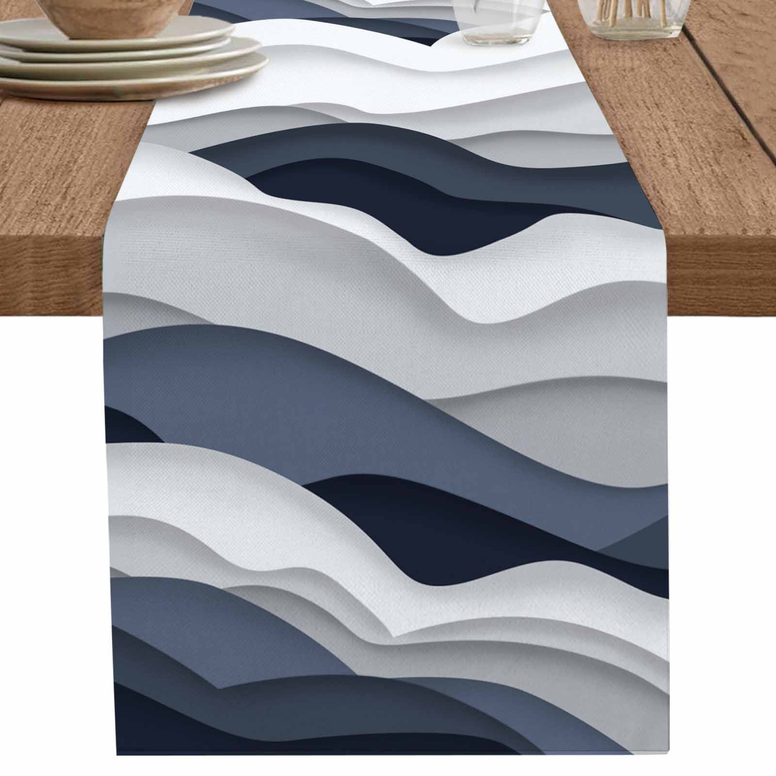 nqOlkjepod Navy Blue Ombre Table Runner 72 Inches Long Farmhouse Dress ...