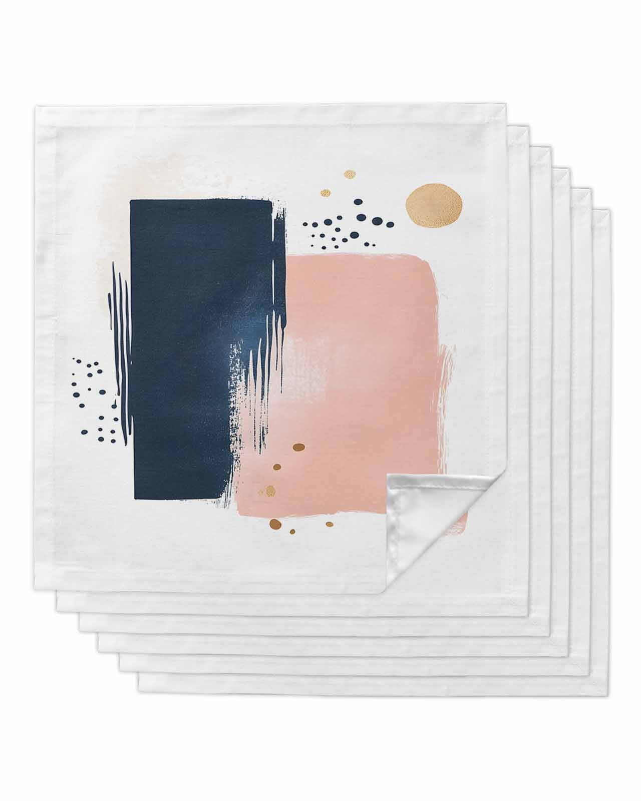 nqOlkjepod Navy Blue Pink Cloth Napkins Set of 6 Reusable Dinner ...