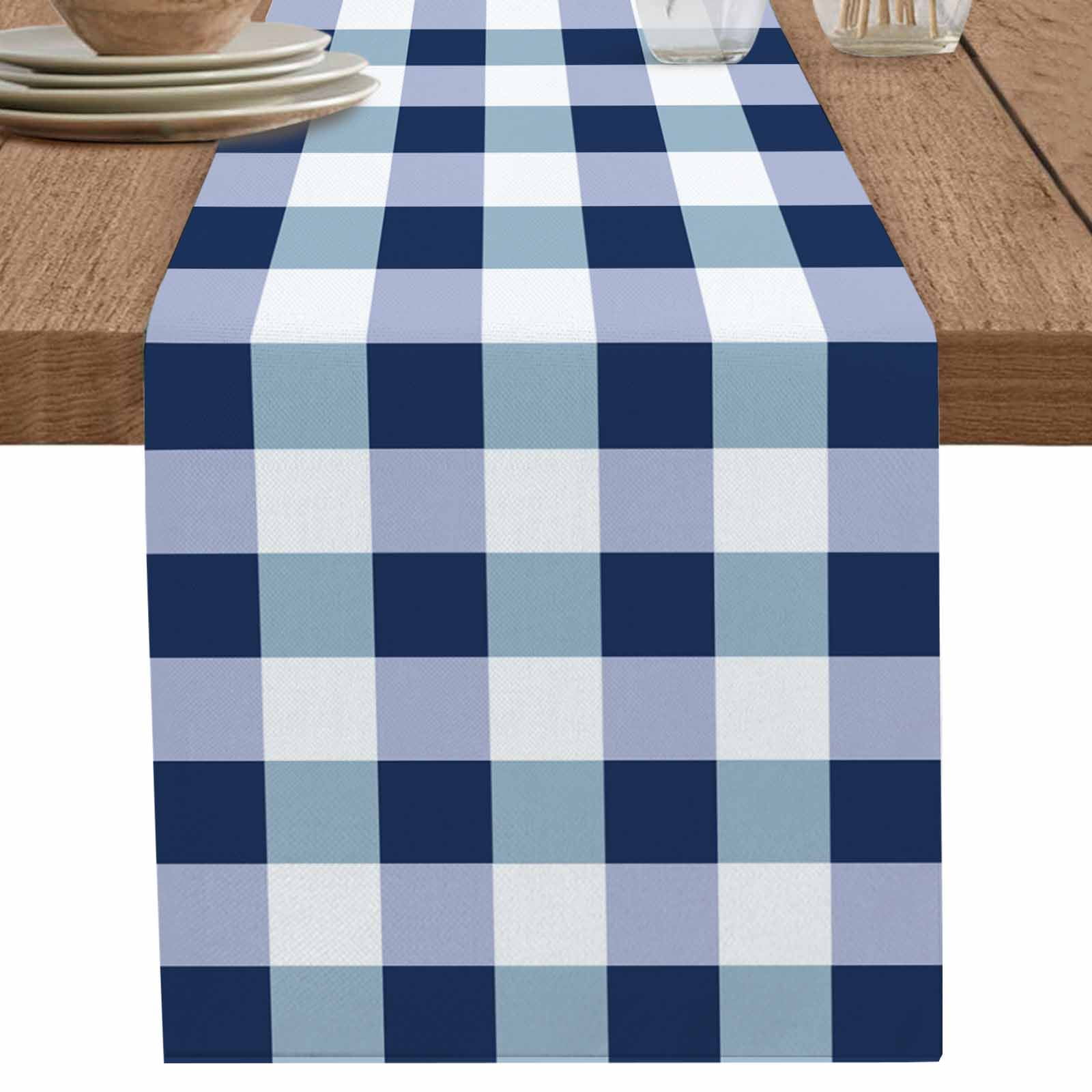 nqOlkjepod Navy Blue Plaid Table Runner 72 Inches Long Farmhouse Dress ...