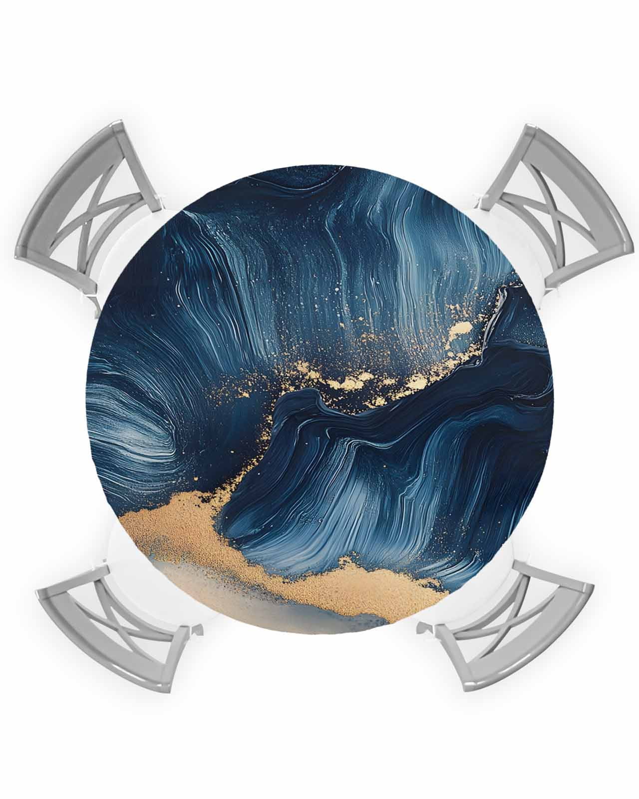 nqOlkjepod Navy Blue Round Tablecloth, Fitted Table Cover with Elastic ...