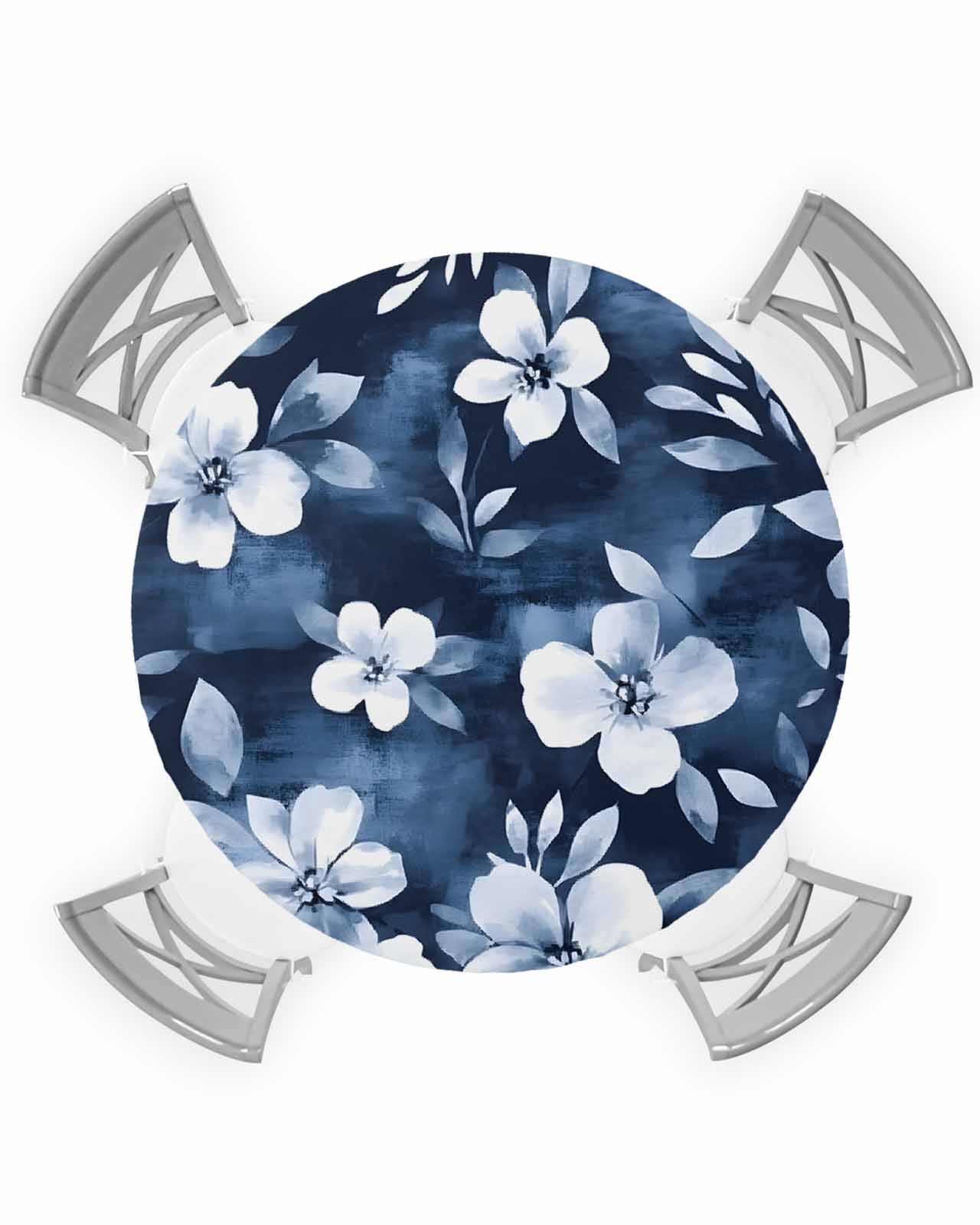 nqOlkjepod Navy Blue Spring Floral Round Tablecloth, Fitted Table Cover ...