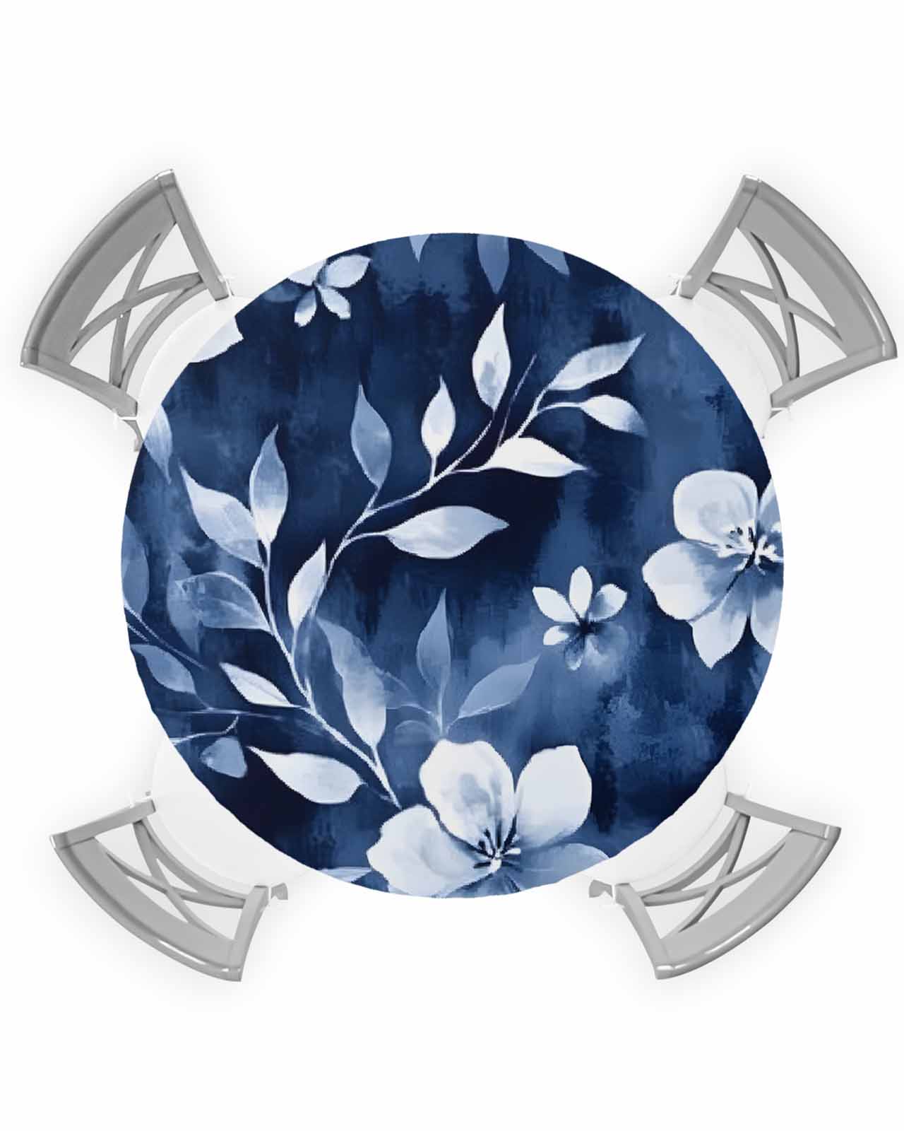 nqOlkjepod Navy Blue Spring Floral Round Tablecloth, Fitted Table Cover ...