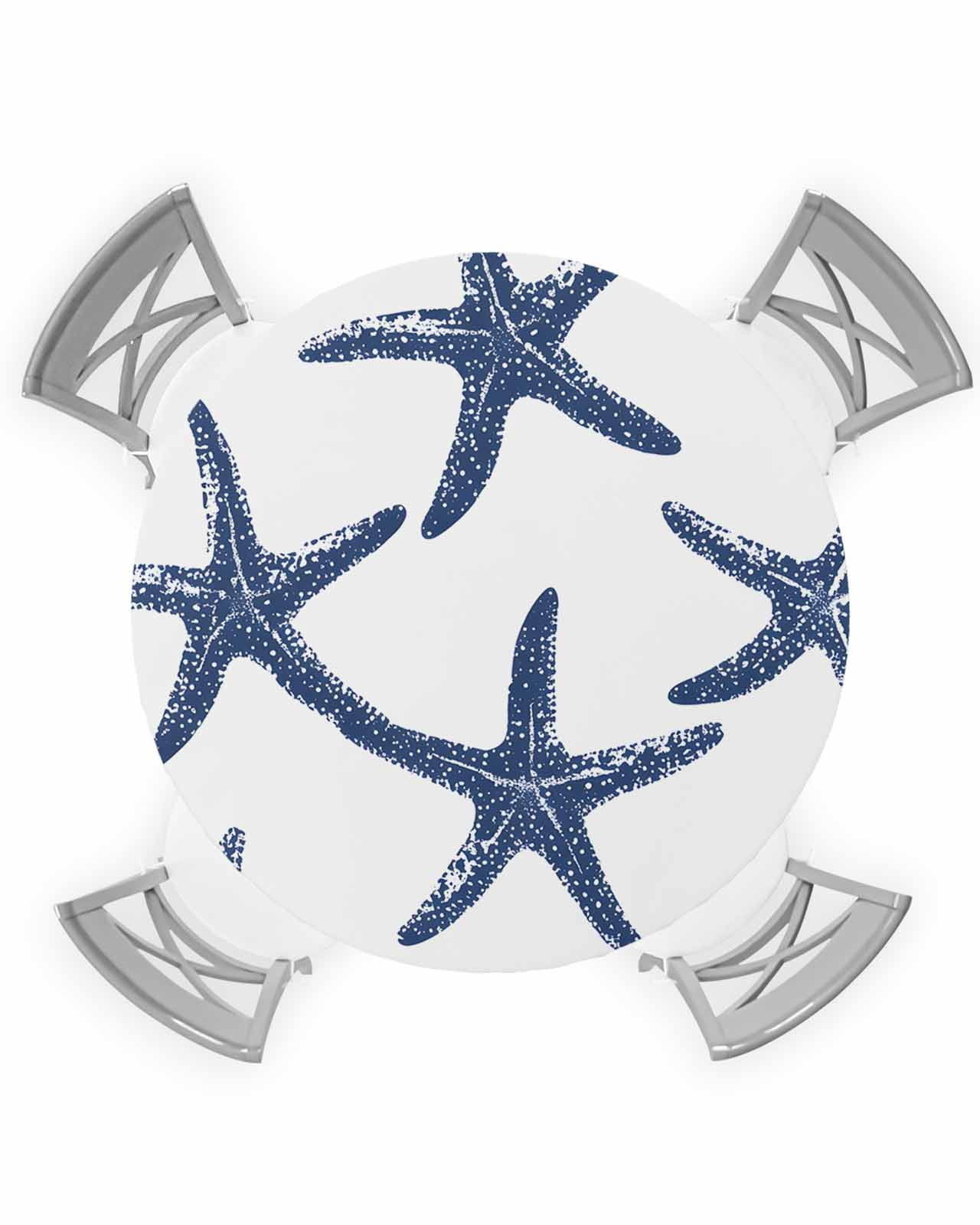 nqOlkjepod Navy Blue Starfish Coastal Round Tablecloth, Fitted Table ...