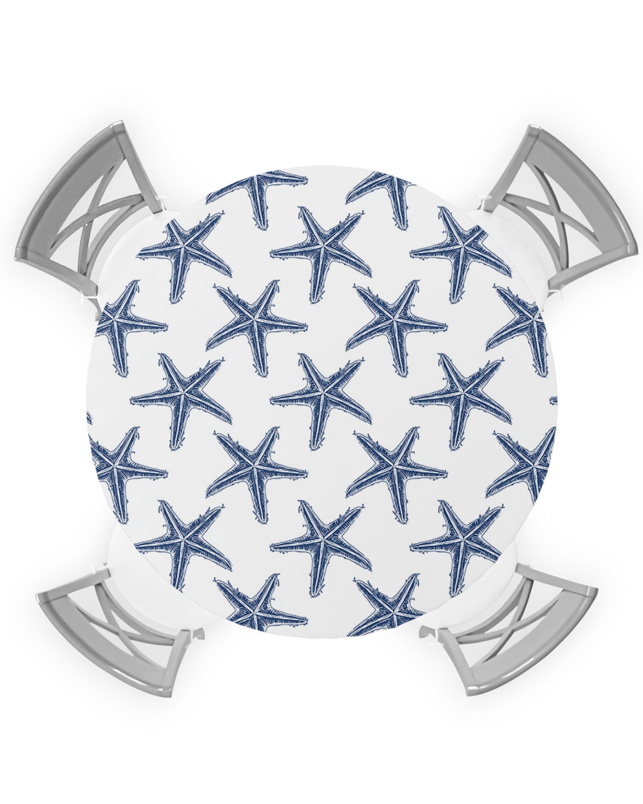 nqOlkjepod Navy Blue Starflsh, Round Tablecloth, Fitted Table Cover ...