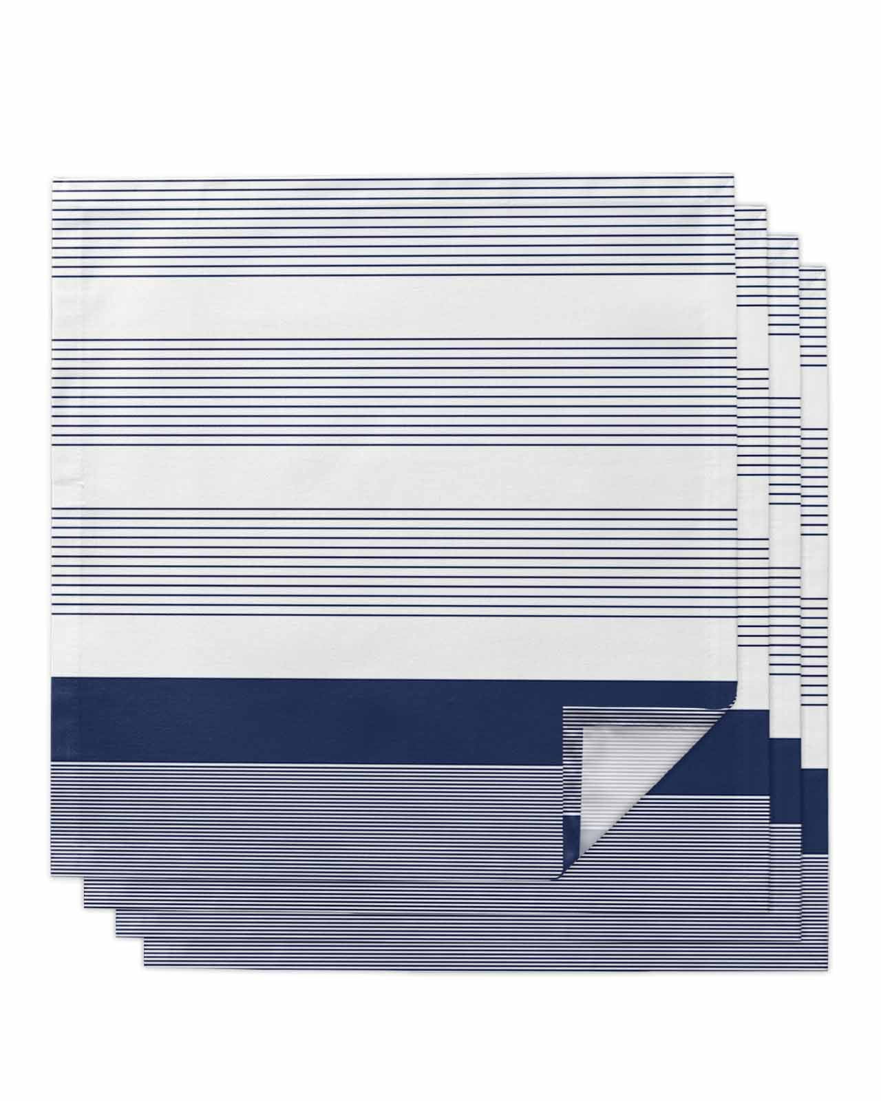 nqOlkjepod Navy Blue Stripe Cloth Napkins Set of 4 Reusable Dinner ...