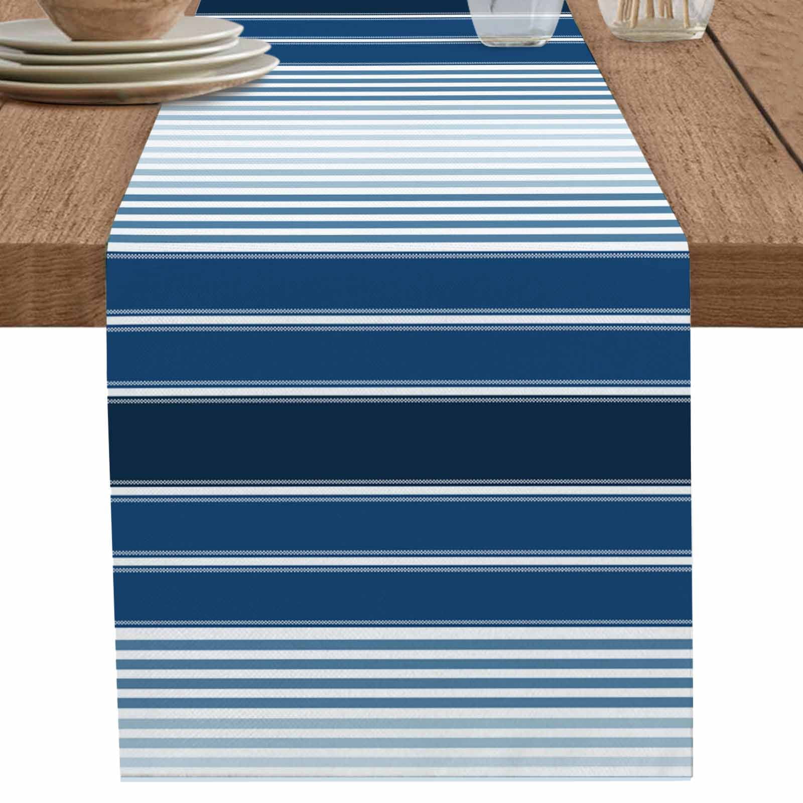 nqOlkjepod Navy Blue Stripe Table Runner 120 Inches Long Farmhouse ...