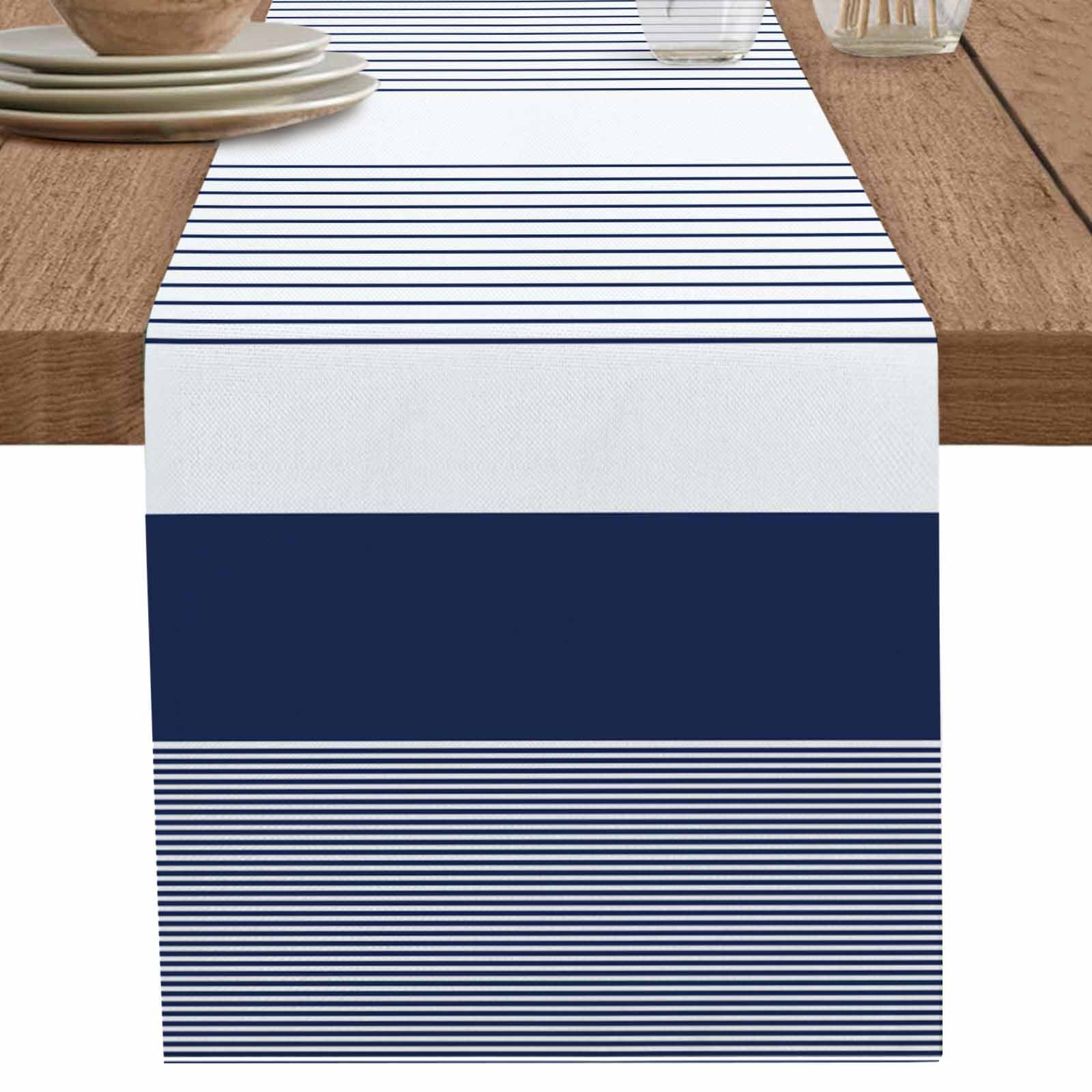 nqOlkjepod Navy Blue Stripe Table Runner 72 Inches Long Farmhouse Dress ...