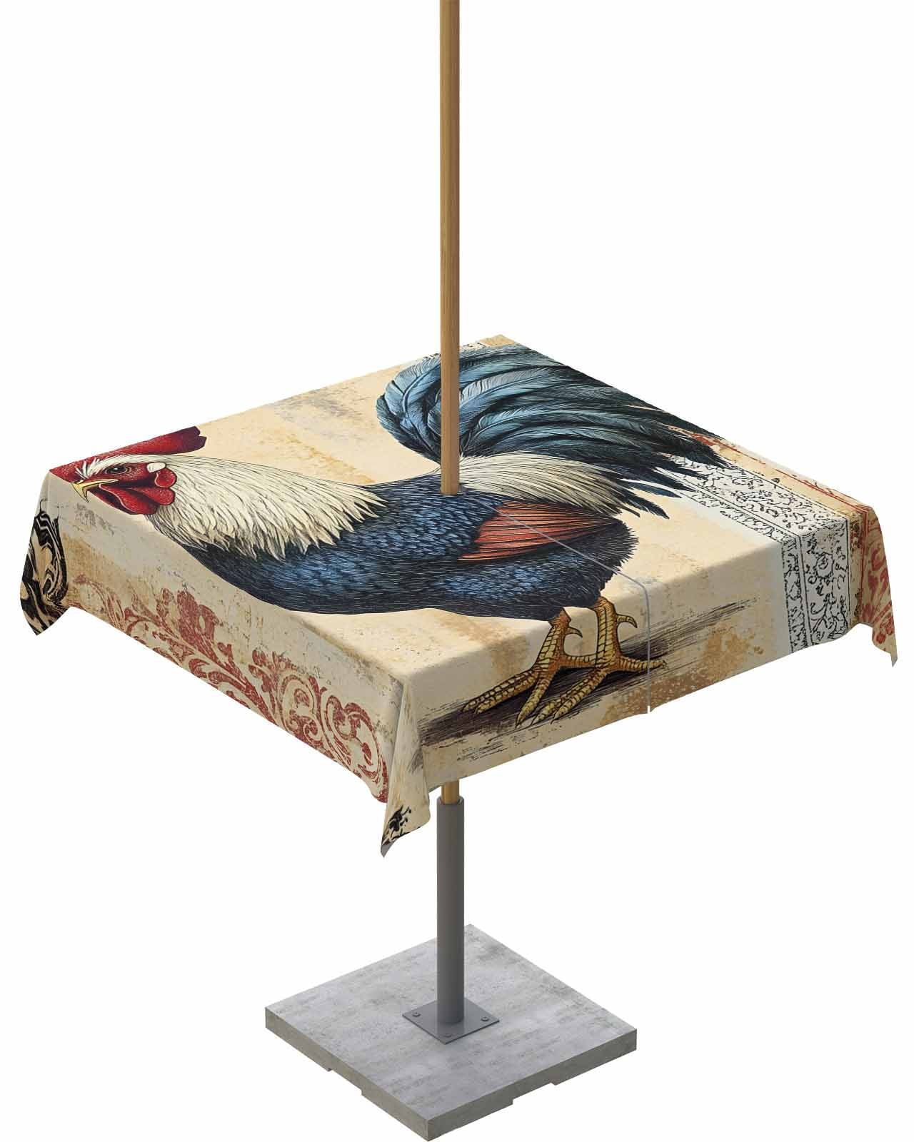 nqOlkjepod Navy Blue Vintage Rooster Outdoor Tablecloth with Umbrella ...