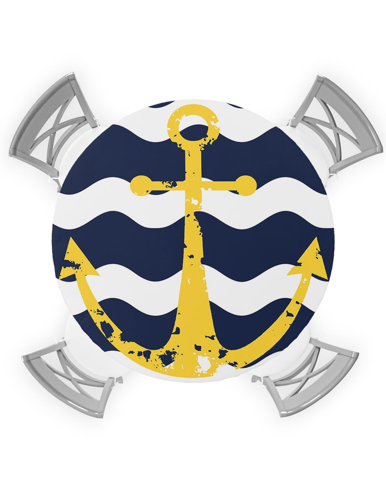 nqOlkjepod Navy Ripple Round Tablecloth, Fitted Table Cover with ...