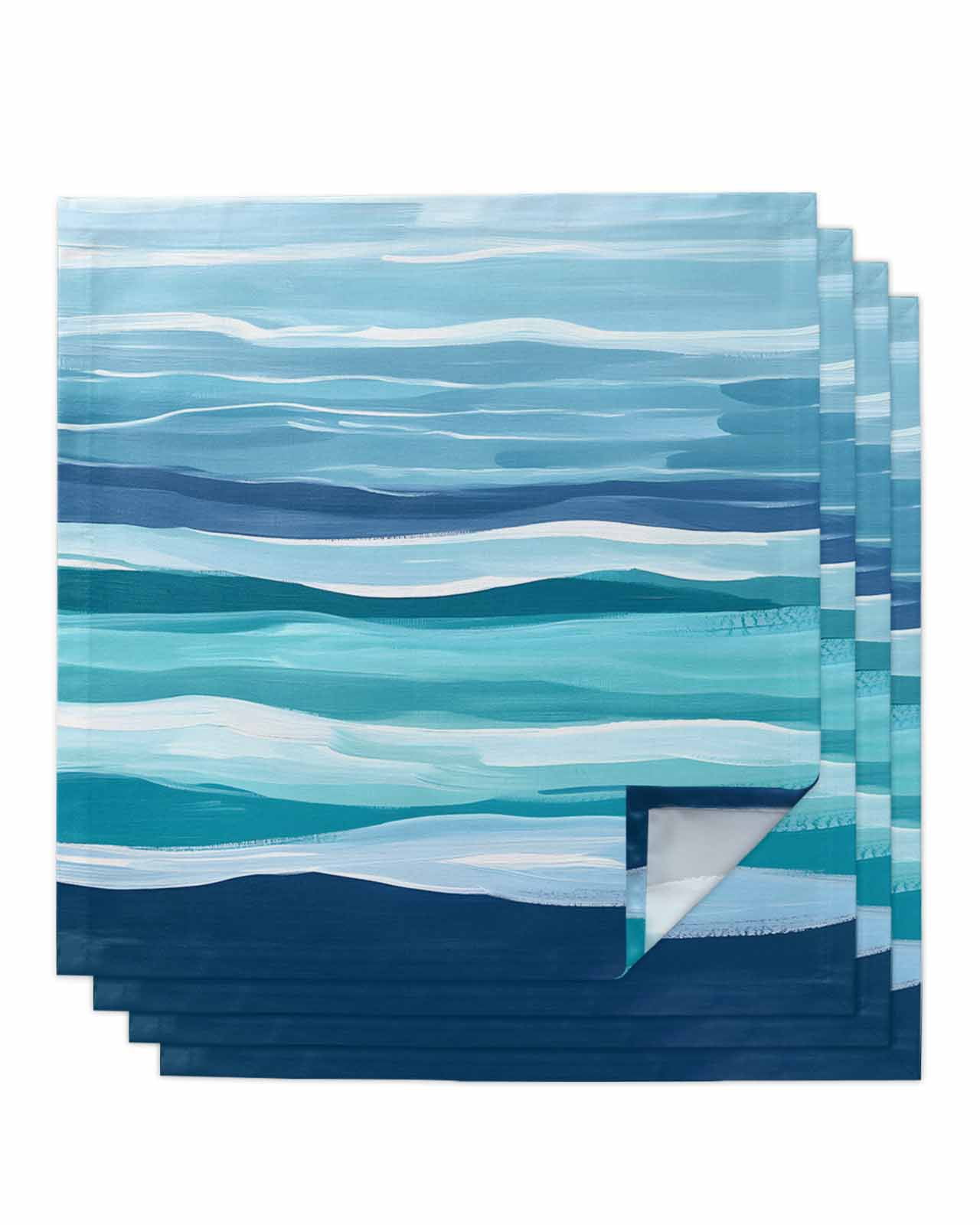 nqOlkjepod Ocean Beach Cloth Napkins Set of 4 Reusable Dinner Napkins ...