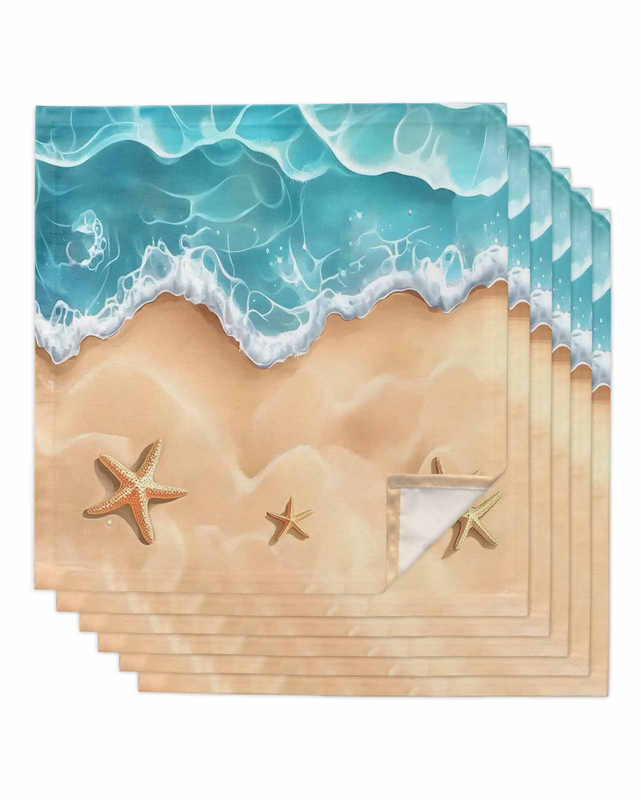 nqOlkjepod Ocean Beach Cloth Napkins Set of 6 Reusable Dinner Napkins ...